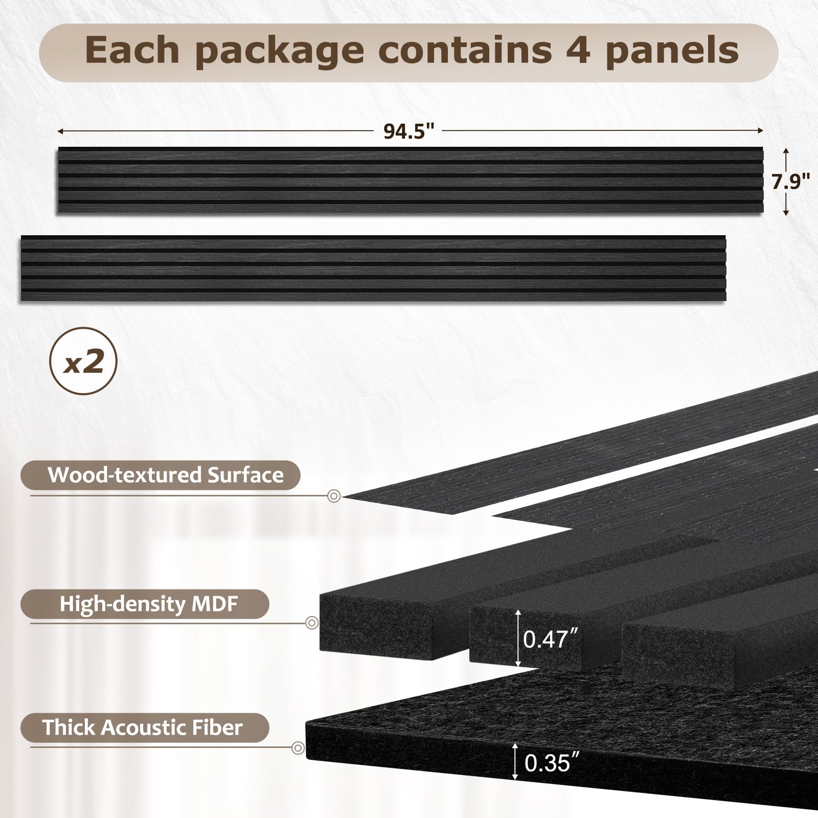 Snapklik.com : DOLLAR BOSS Wood Slat Acoustic Panels For Wall, 94.5" X ...