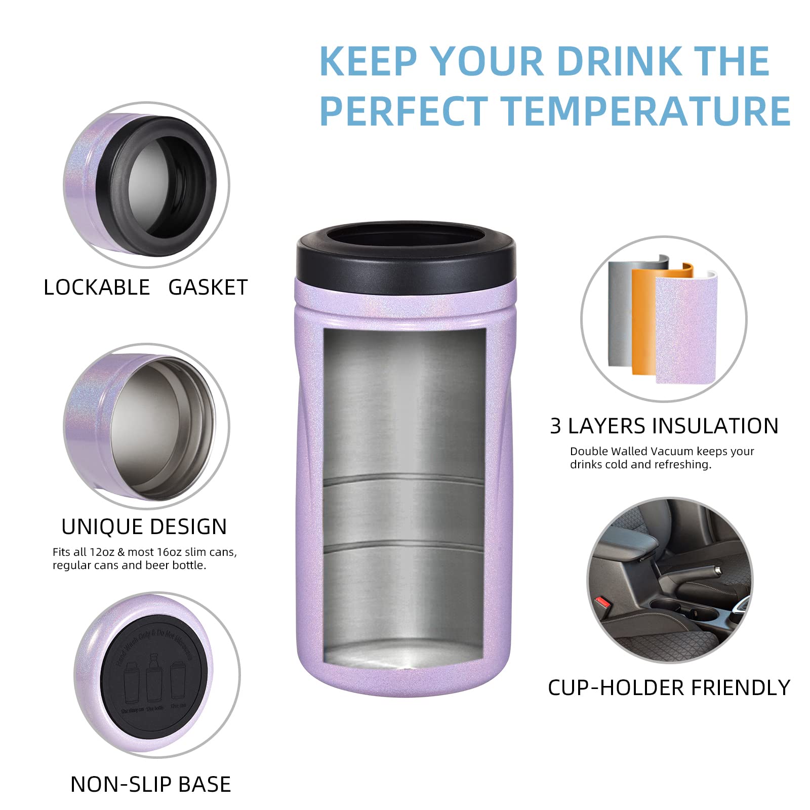 Snapklik.com : COKTIK 5 In 1 Insulated Can Cooler, 8 Pack Double Wall ...