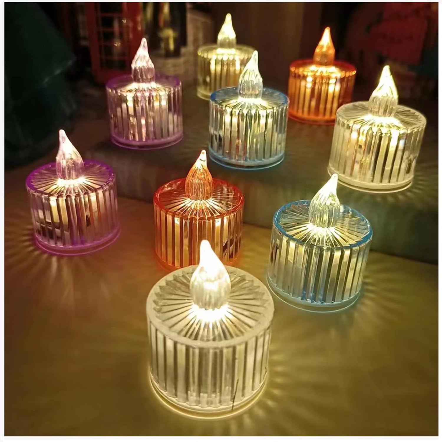 Flameless Candles 12Pack Crystal LED Candle Battery Operated Tea Light ...