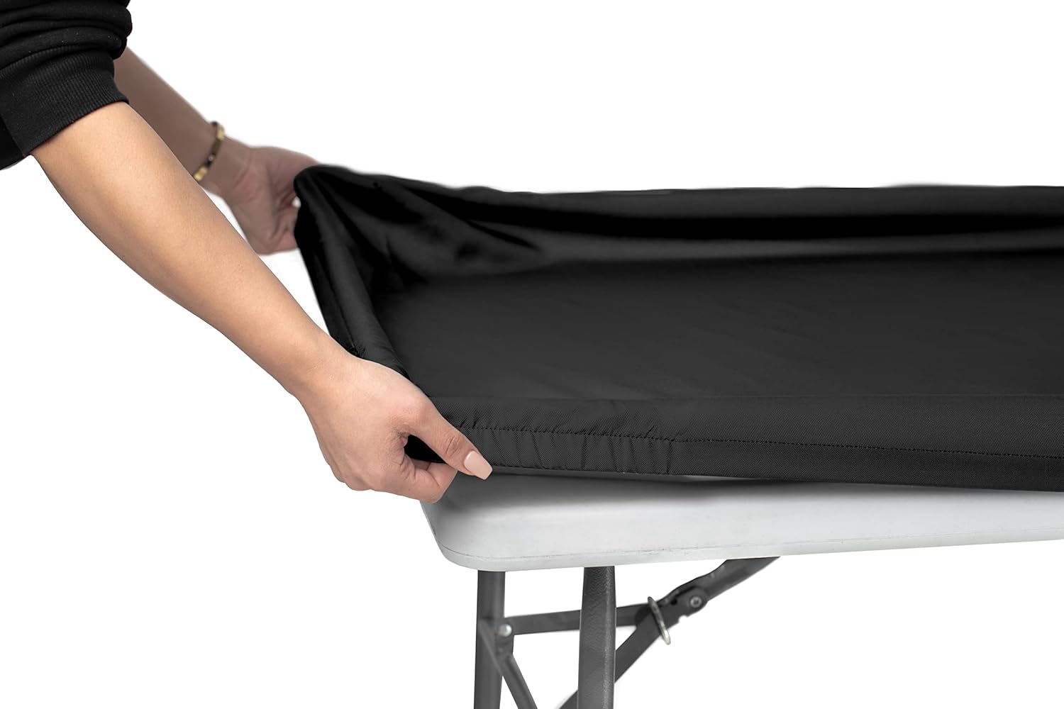 Amazon.com: Shamrock Home 8ft Fitted Tablecloth Rectangle Black Table ...