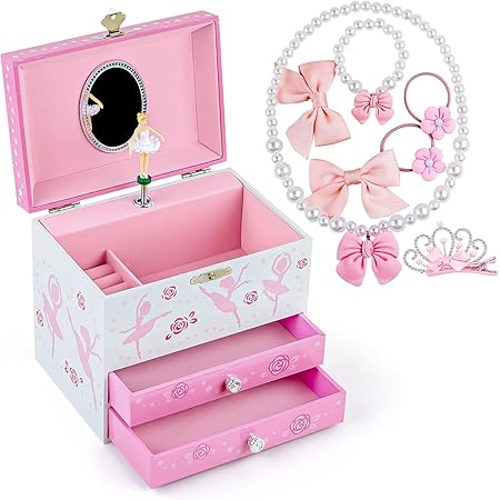 Amazon.com: Ballerina Musical Jewelry Box Little Girl Kid's Storage Box ...