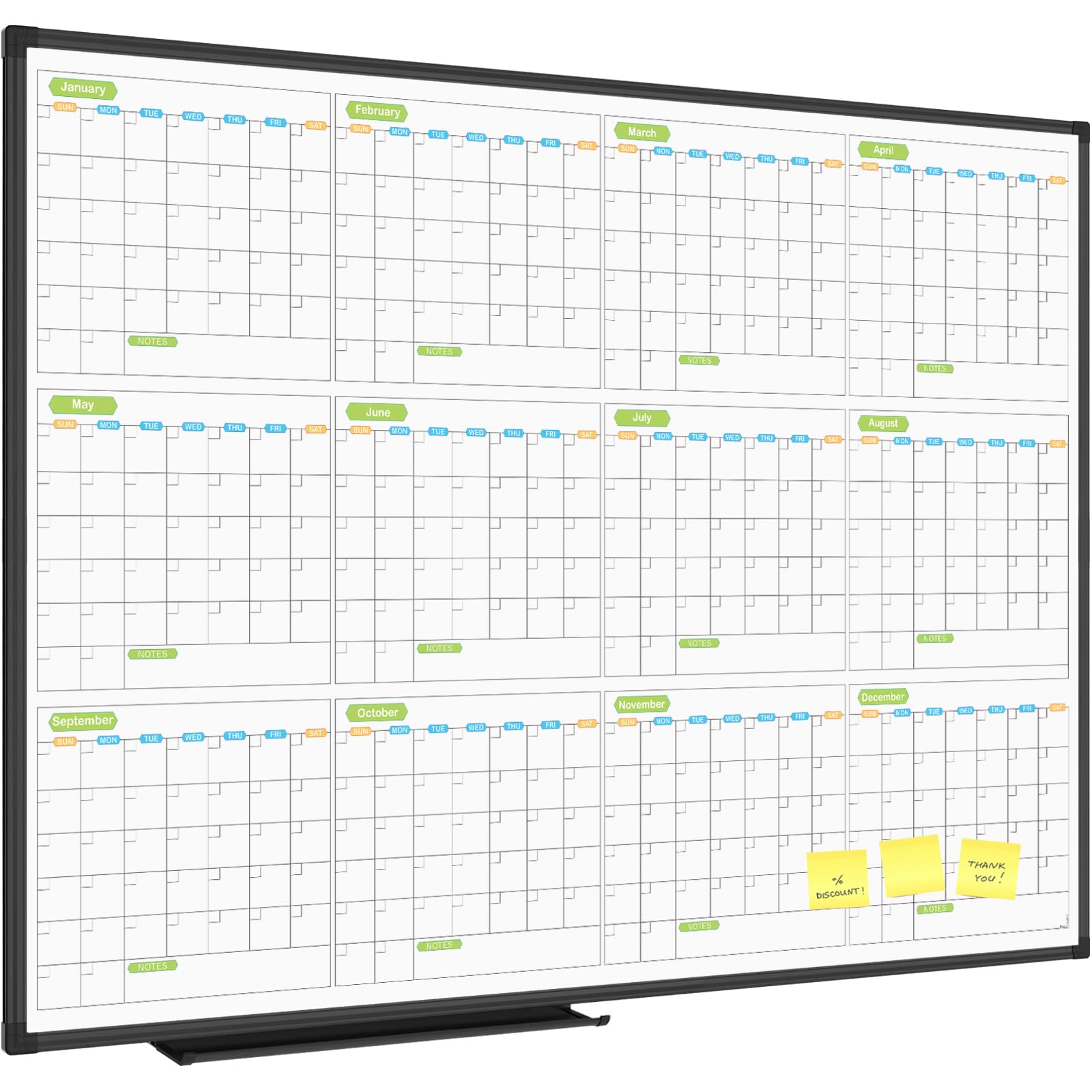 Amazon.com : JILoffice Magnetic Dry Erase Calendar Whiteboard, 12 ...