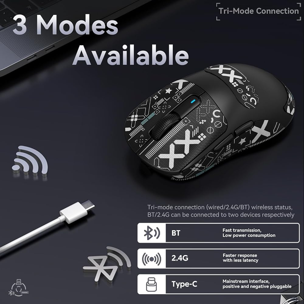 Mouse de jogo sem fio MAMBASNAKE Attack Shark X3, 49 g ultraleve,