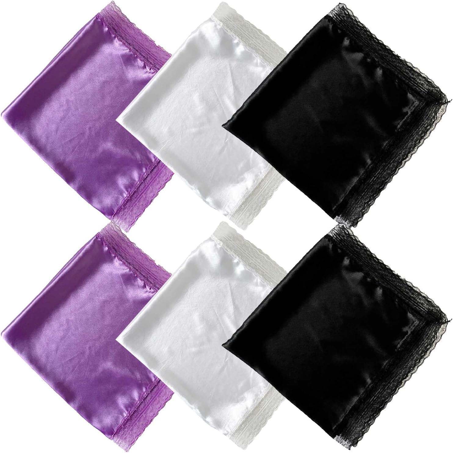 6 Pack 24" Lap Scarves Silk Feeling lap Scarf with Lace Trims Church ...