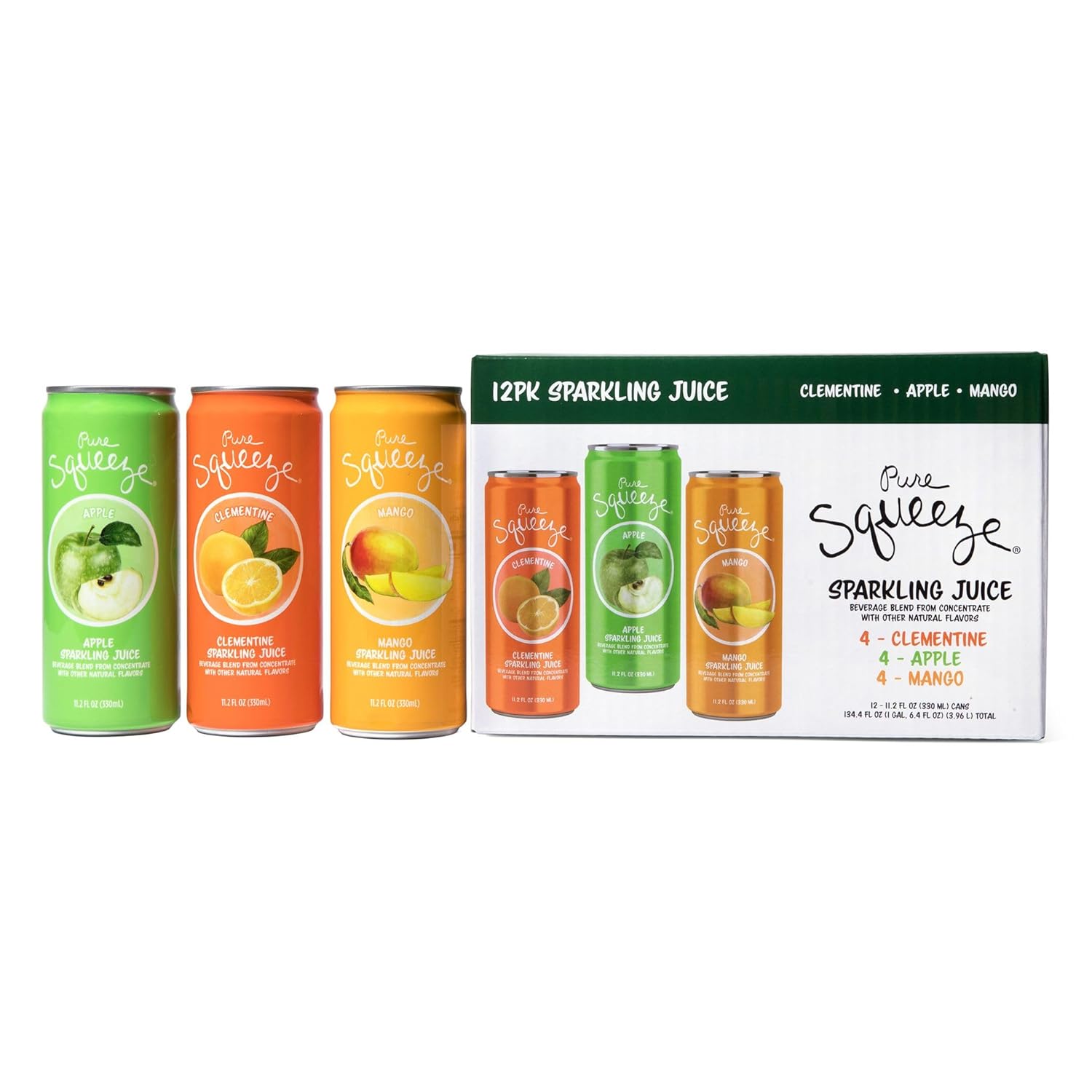 Amazon.com : Pure Squeeze Sparkling Juice, 11.2 FL OZ Can (12ct Variety ...