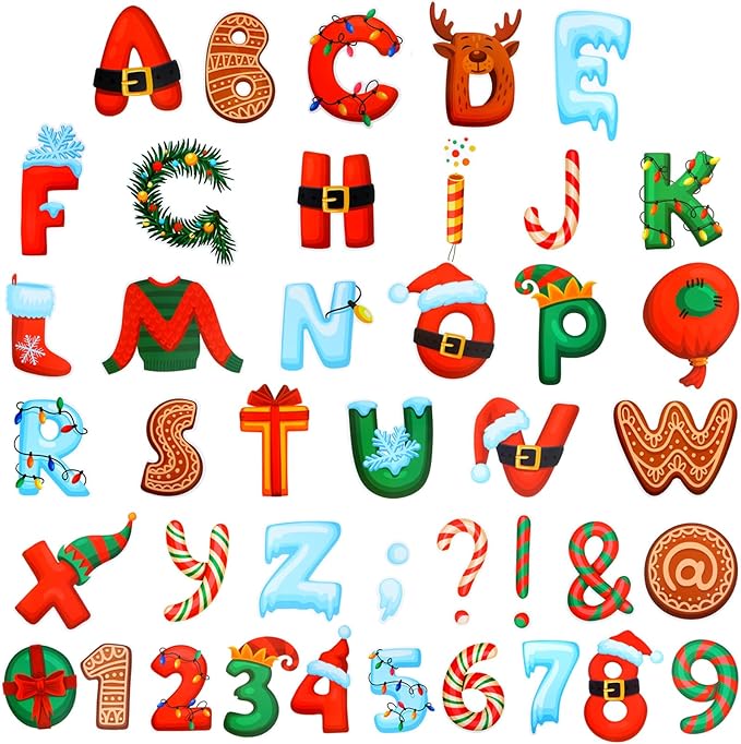 Amazon.com : 134 Pcs Christmas Letters Bulletin Board Decoration 5 Inch ...
