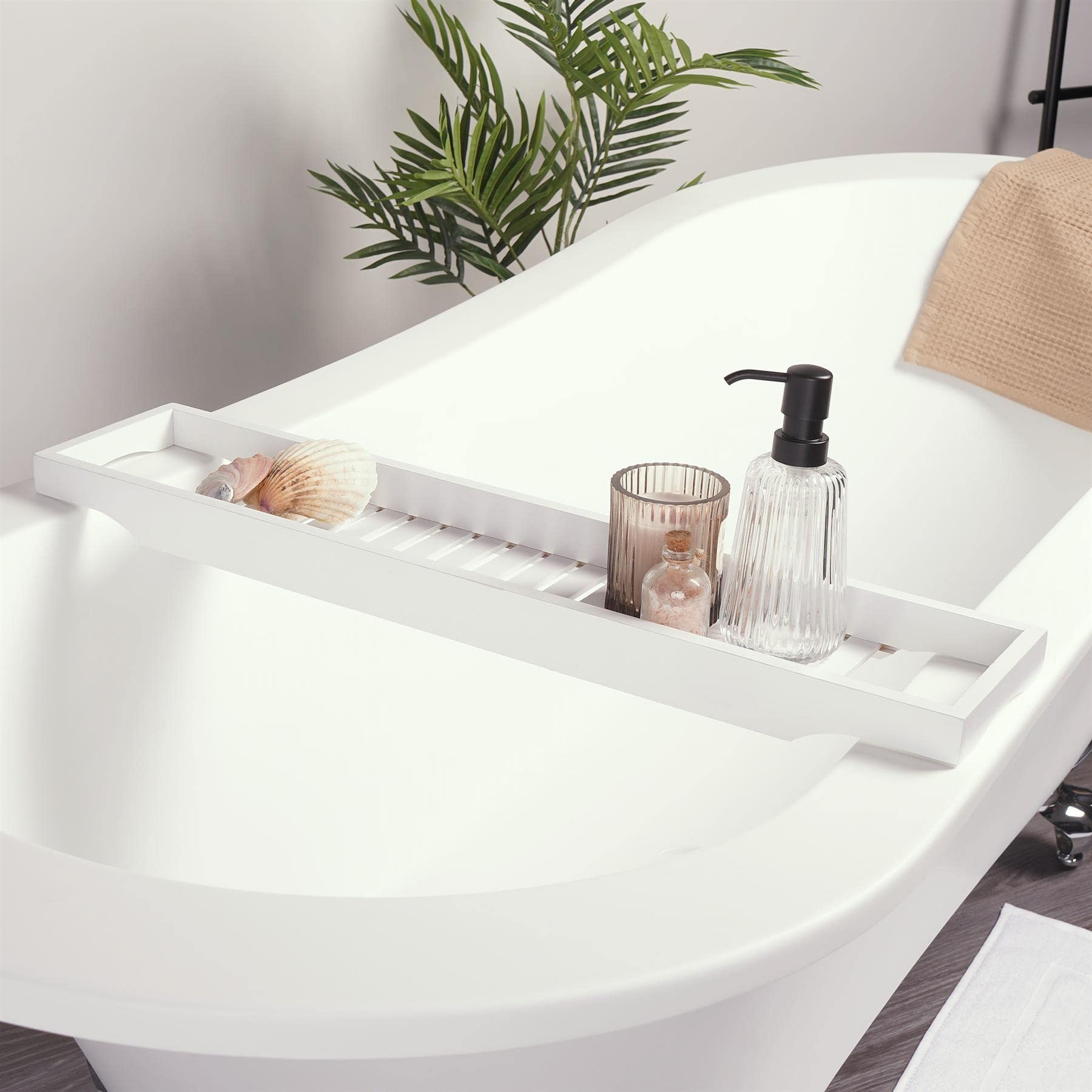 OHS Bath Trays for Across The Bath, Home Spa Bath Caddy Bamboo Bath ...