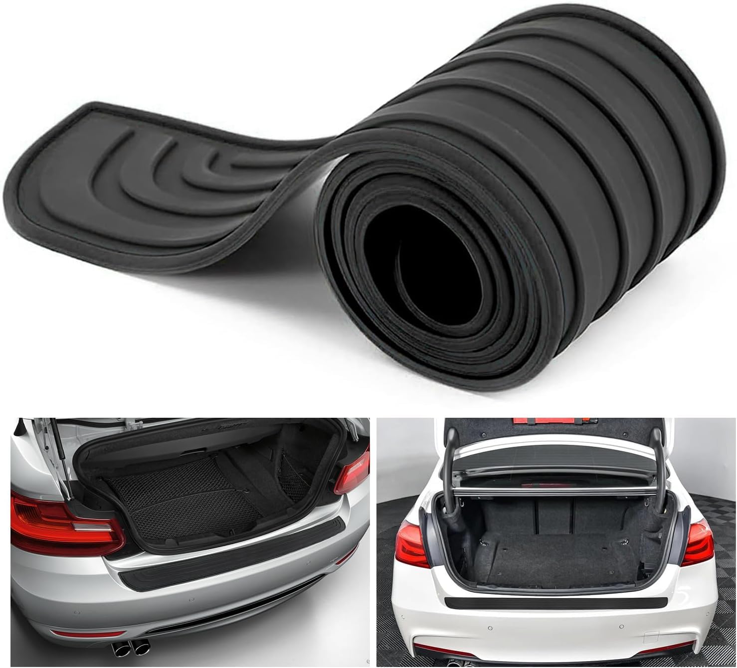 Car Rear Bumper Protector,Black Universal Flexible Rubber Bumper Guard ...