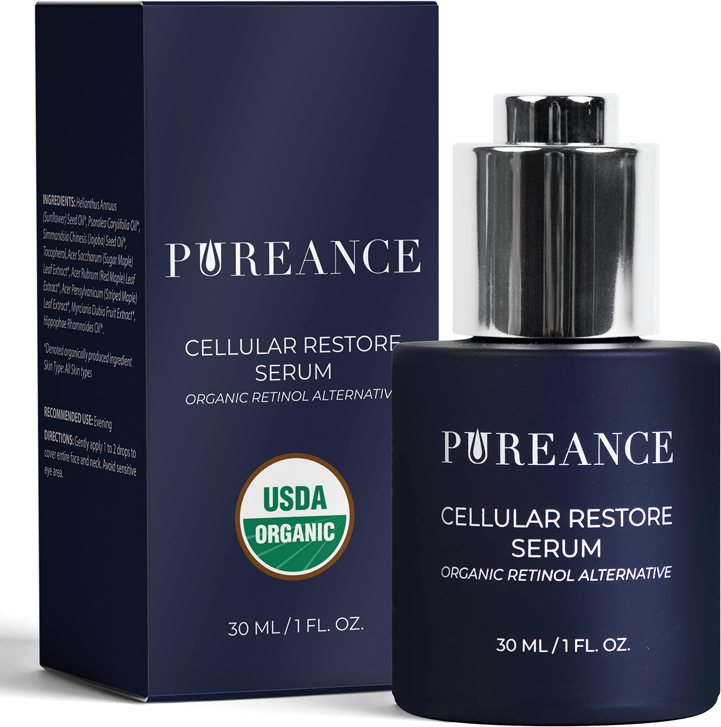 Amazon.com: PUREANCE Organic Retinol Bakuchiol Serum for Face with ...