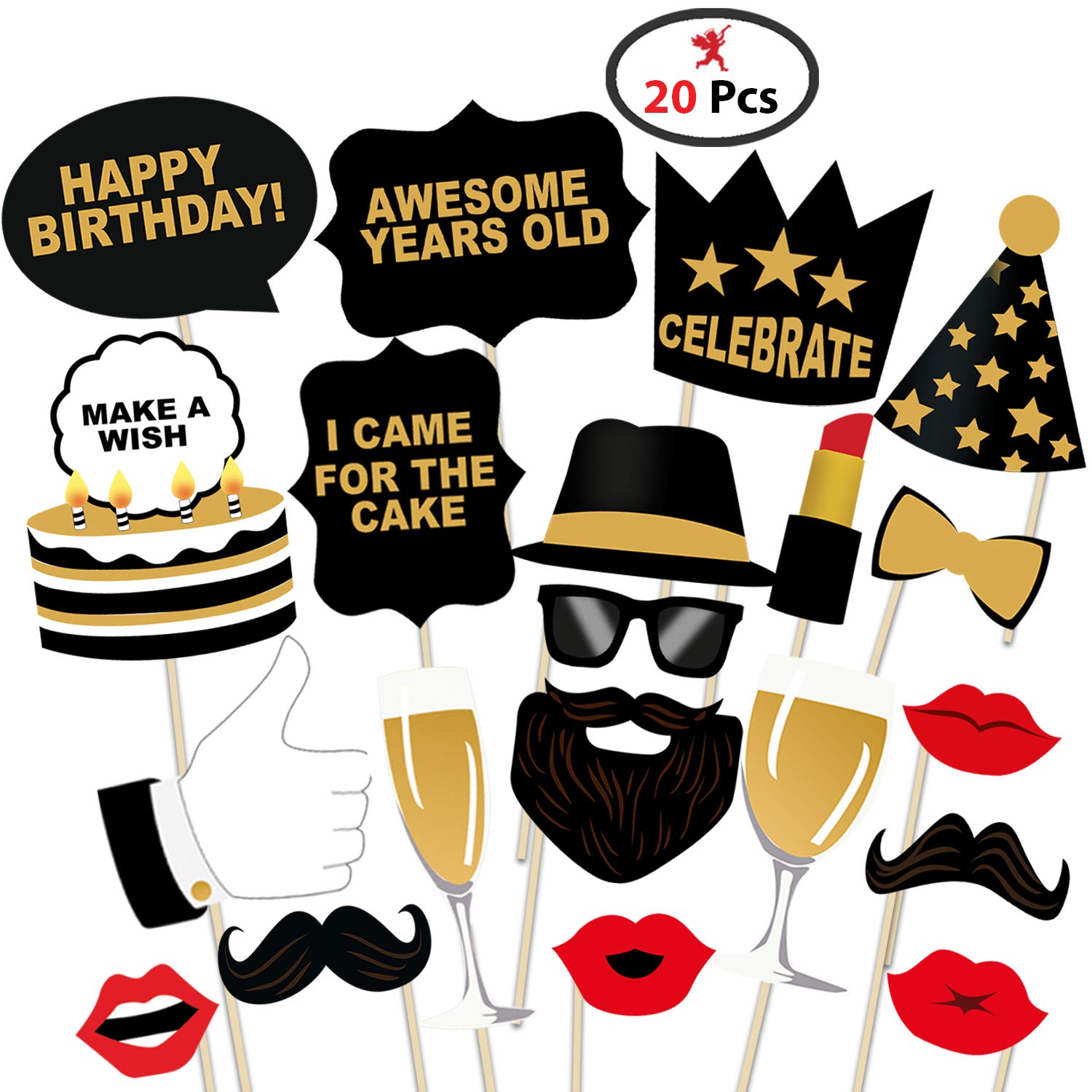 party propz birthday photo booth props 20pcs set with funny crown fun ...