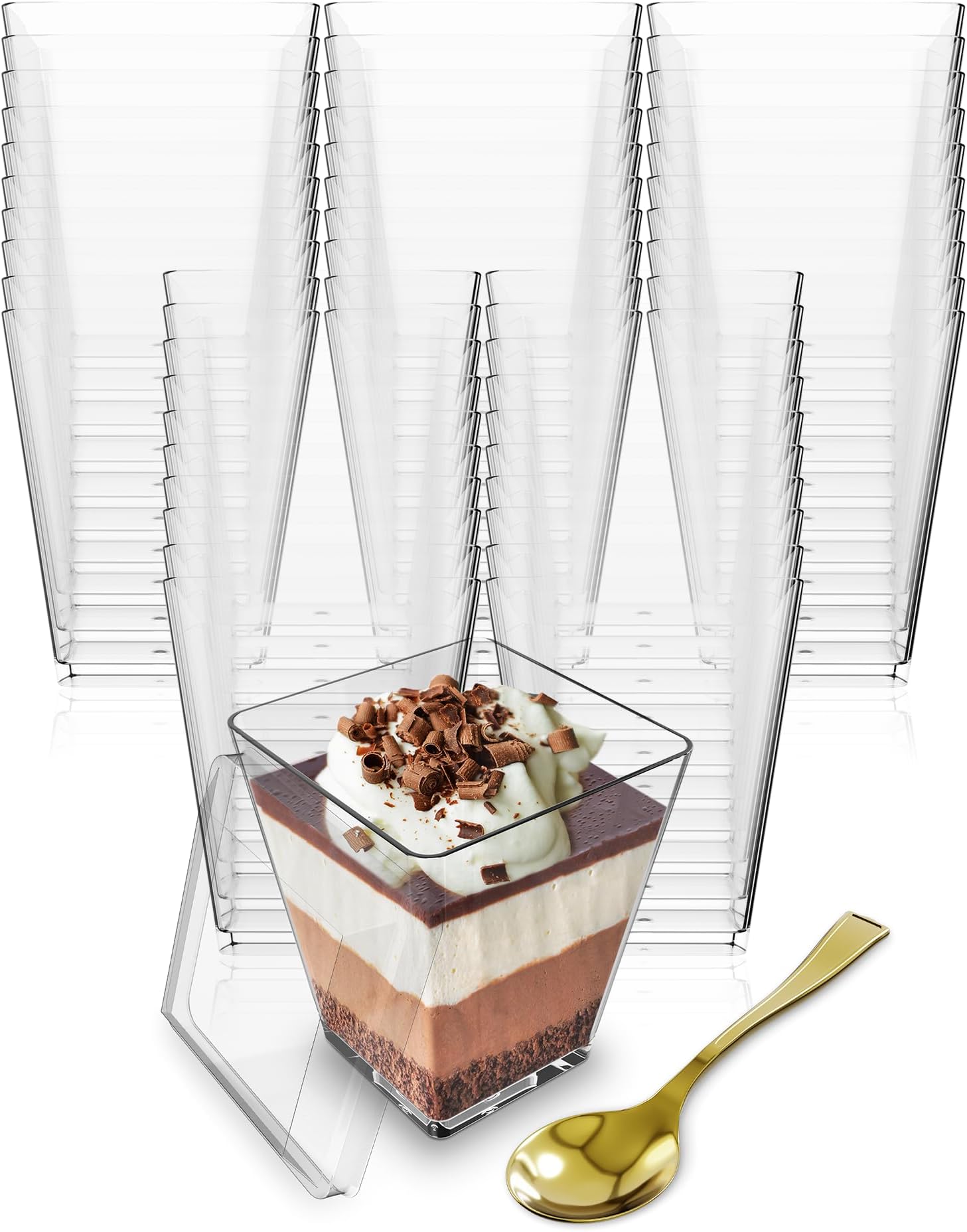 Amazon.com : Mini Dessert Cups with Lids and Spoons (100 PACK) (Gold ...