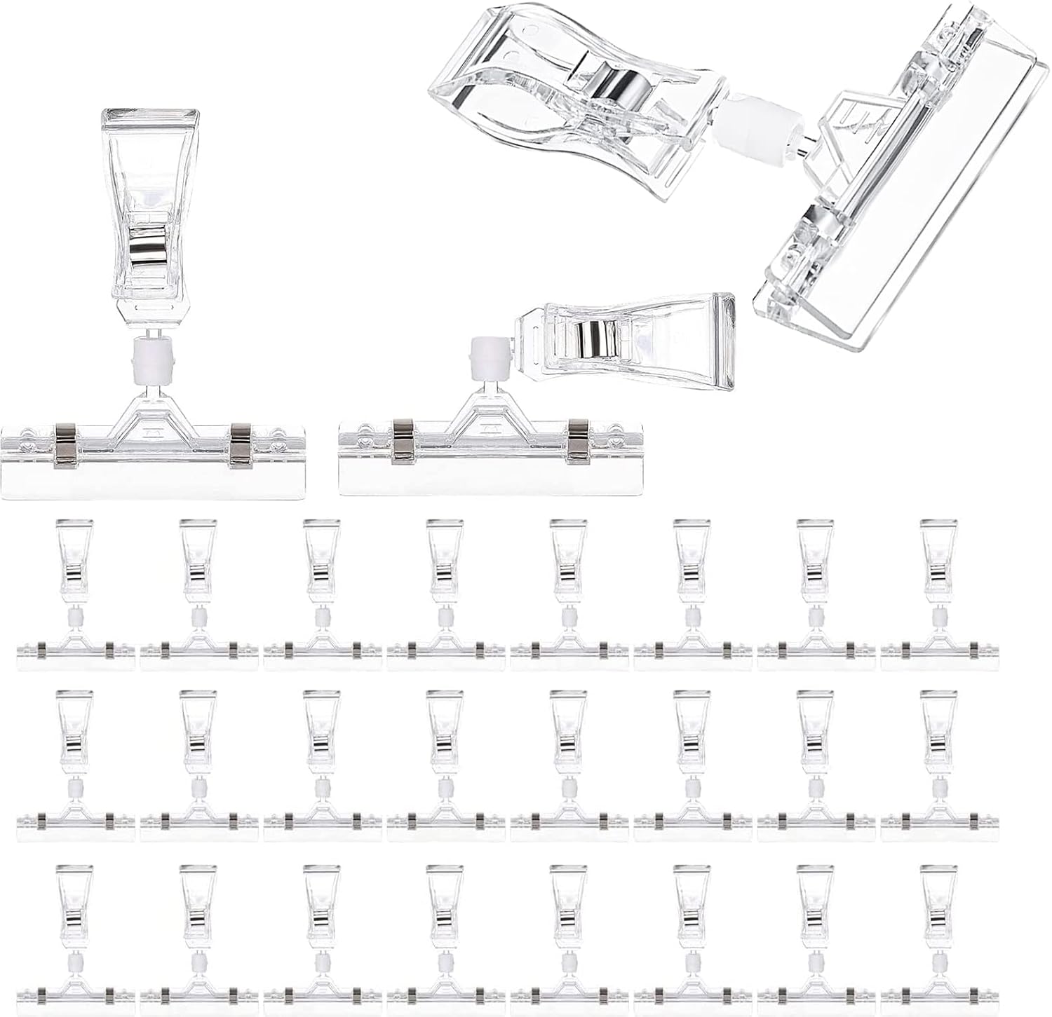 30Pcs Sign Clips Holders, Clear Plastic Rotatable POP Clip-on Style ...