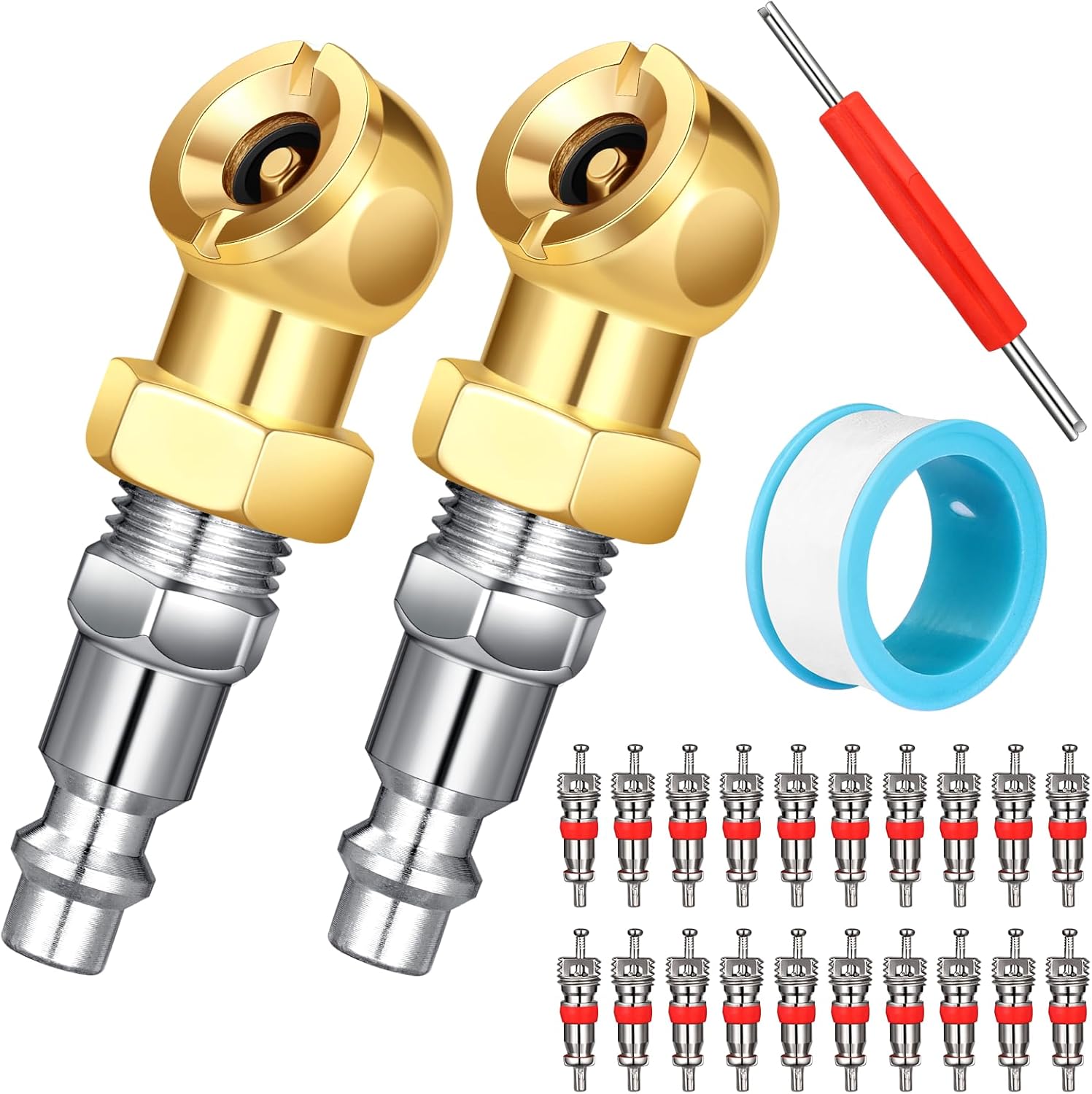 Portable Air Chuck Set, 2 Pack Closed Ball Tire Chuck Inflator with 1/4 ...