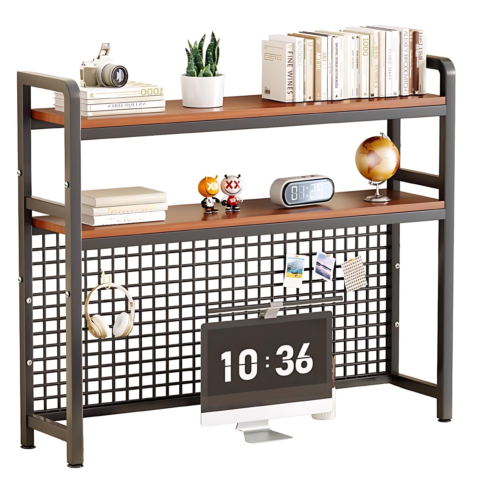 Amazon.com: LNRLZYLS 2-Tier Desktop Shelf Organizer, Modern Office ...
