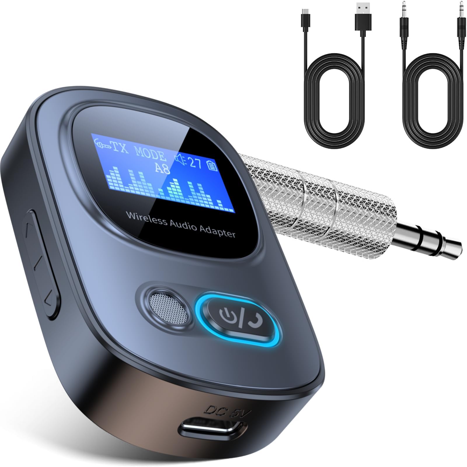 Amazon.com: Sasmeooki Bluetooth Transmitter Receiver Wireless Adapter: 3.5mm Aux Jack Stereo ...