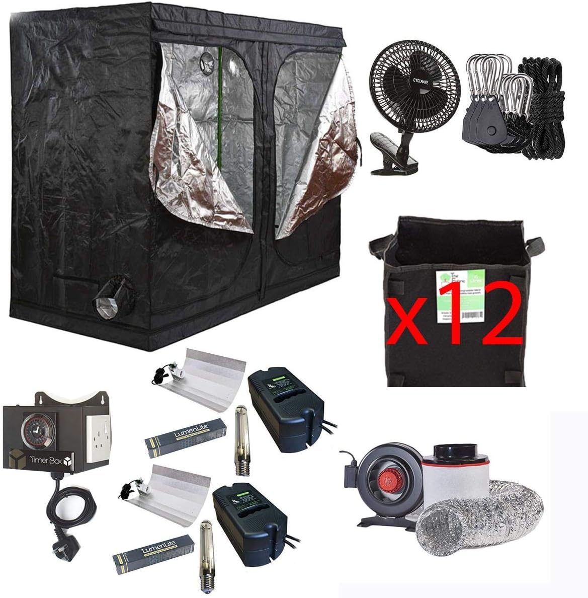 Best Complete PRO Grow Tent Kit Full Setup 2m x 2m x 2m Grow Tent 6 ...