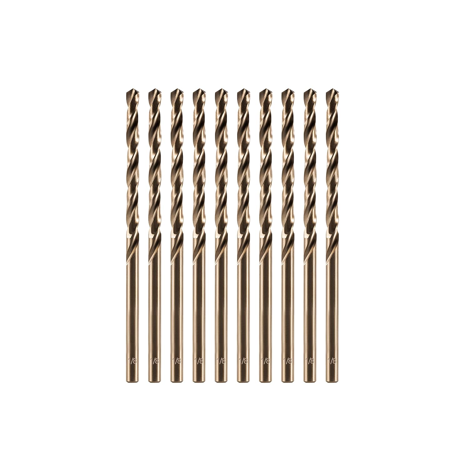 amoolo 1/8" inch Cobalt Drill Bits(10Pcs), M35 HSS Metal Jobber Length ...