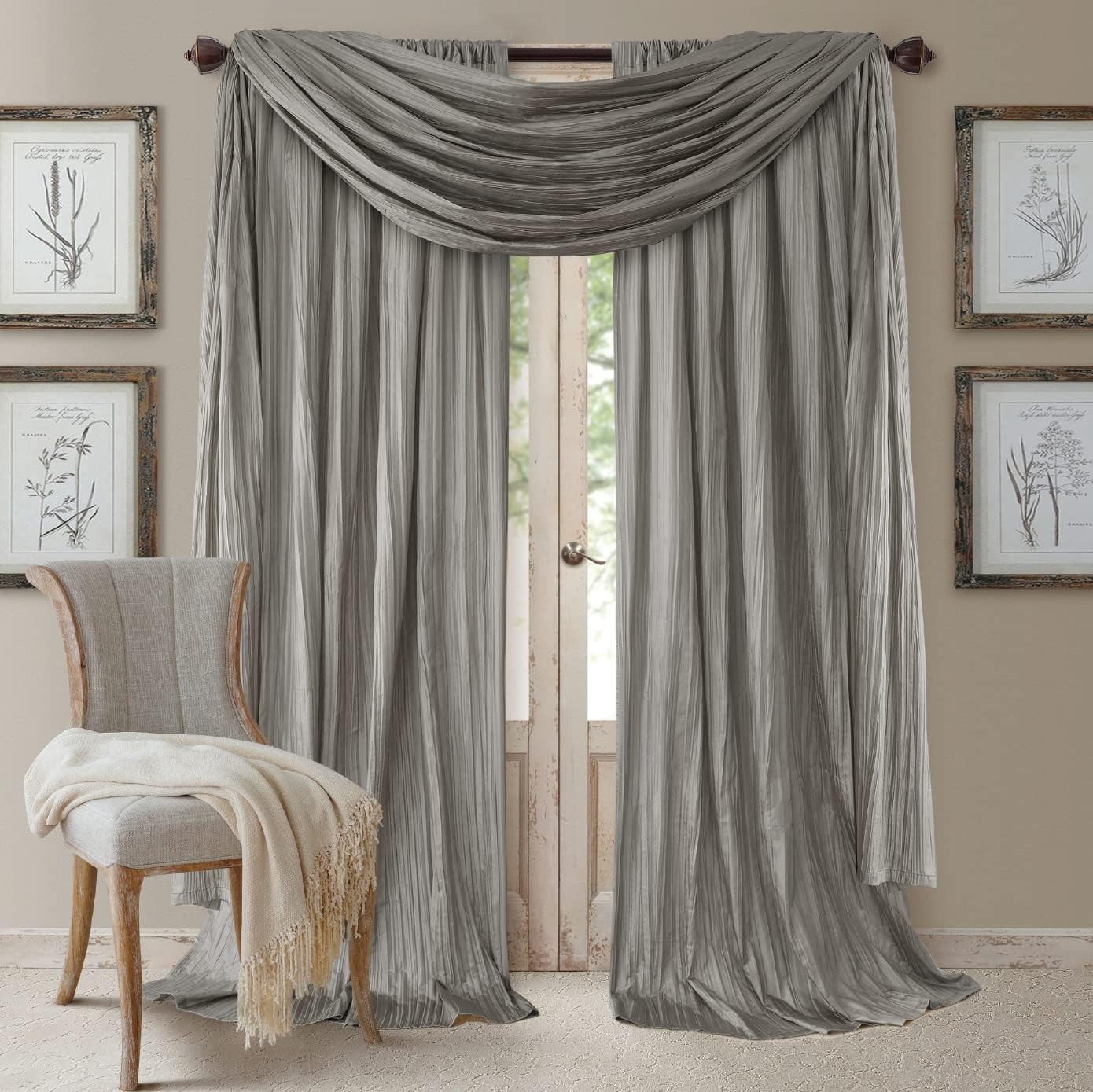 Amazon.com: Elrene Home Fashions Athena Faux Crushed-Silk Window ...
