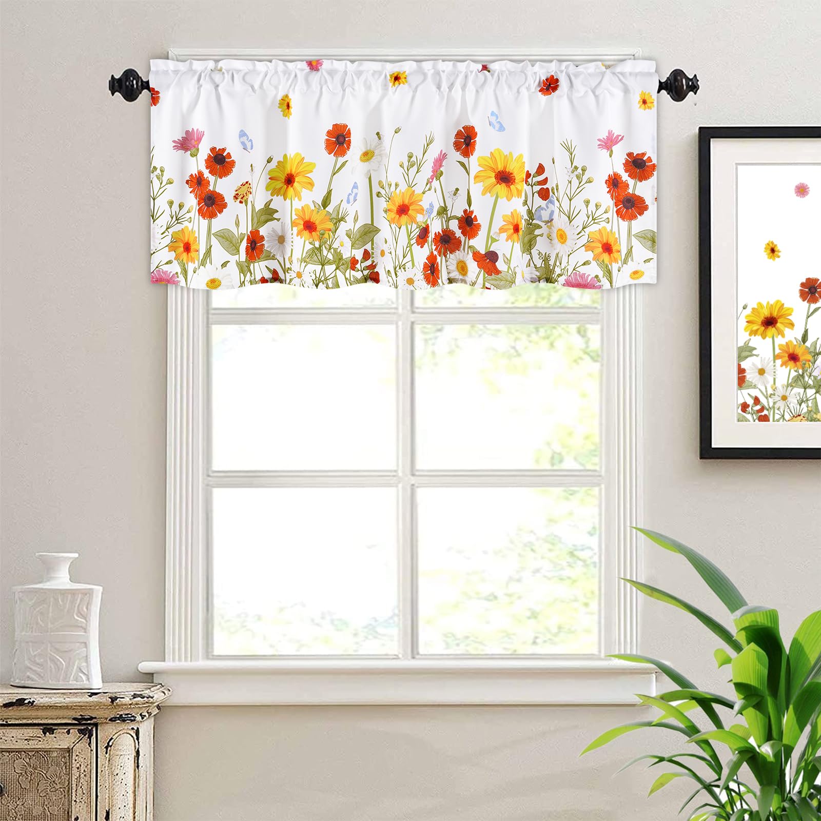Amazon.com: ASPMIZ Spring Summer Floral Valances for Windows Kitchen ...