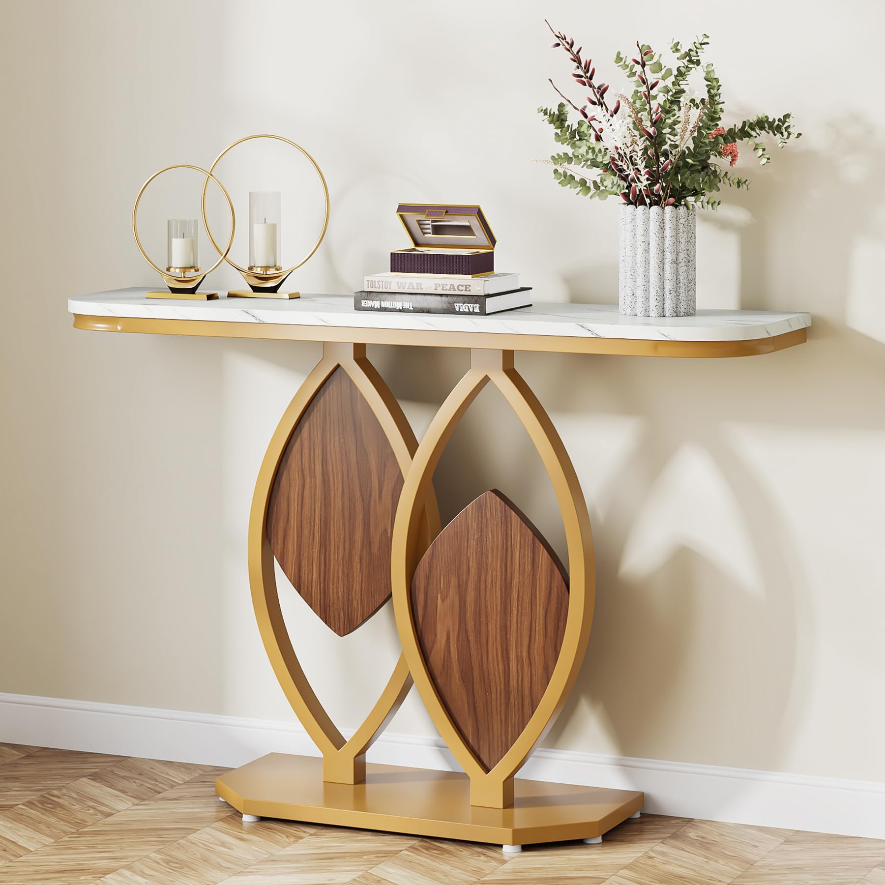 Buy Tribesigns Gold Console Table, 41" Modern Entry Table with White ...