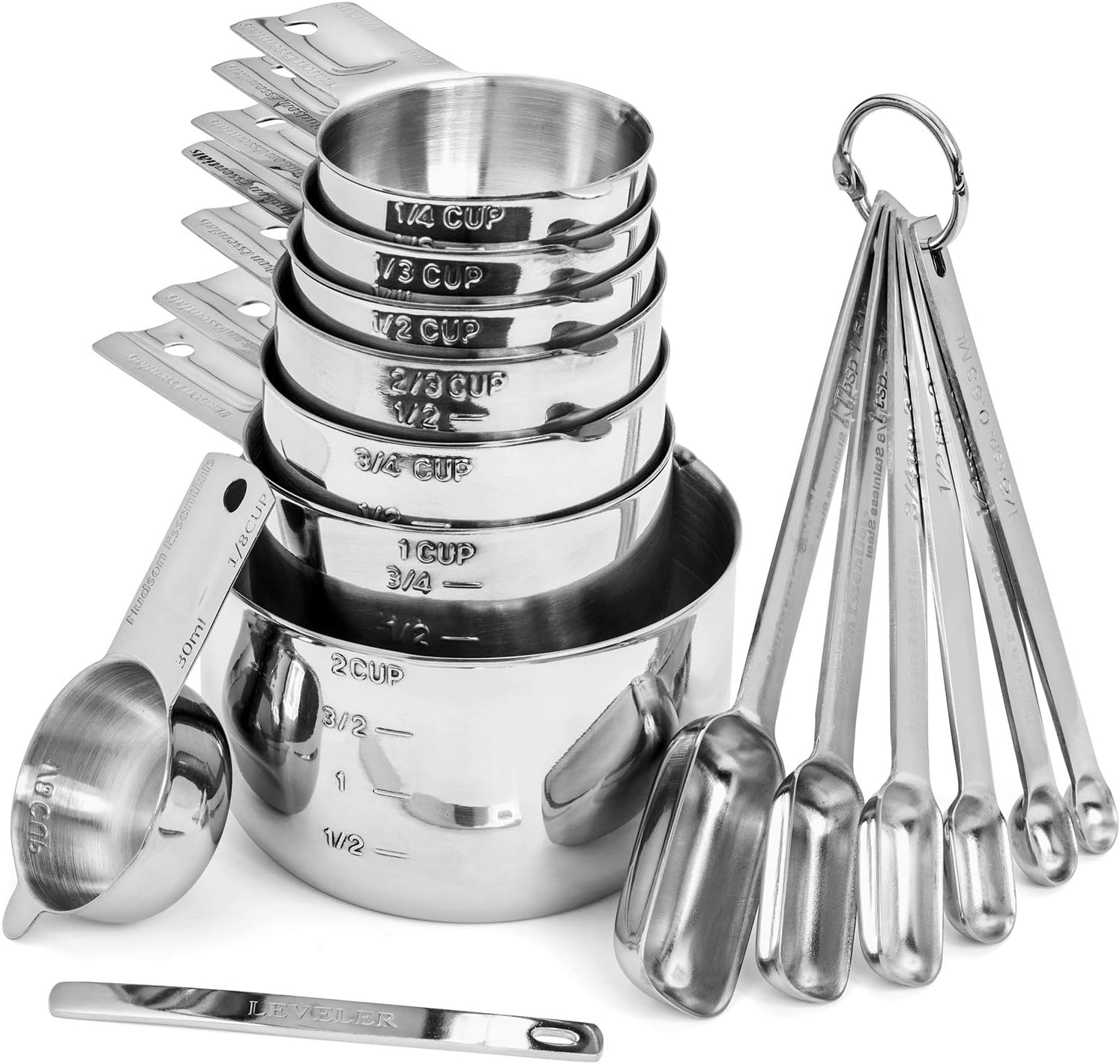 Amazon.com: Smithcraft Measuring Cups Set, 18/8 Stainless Steel ...