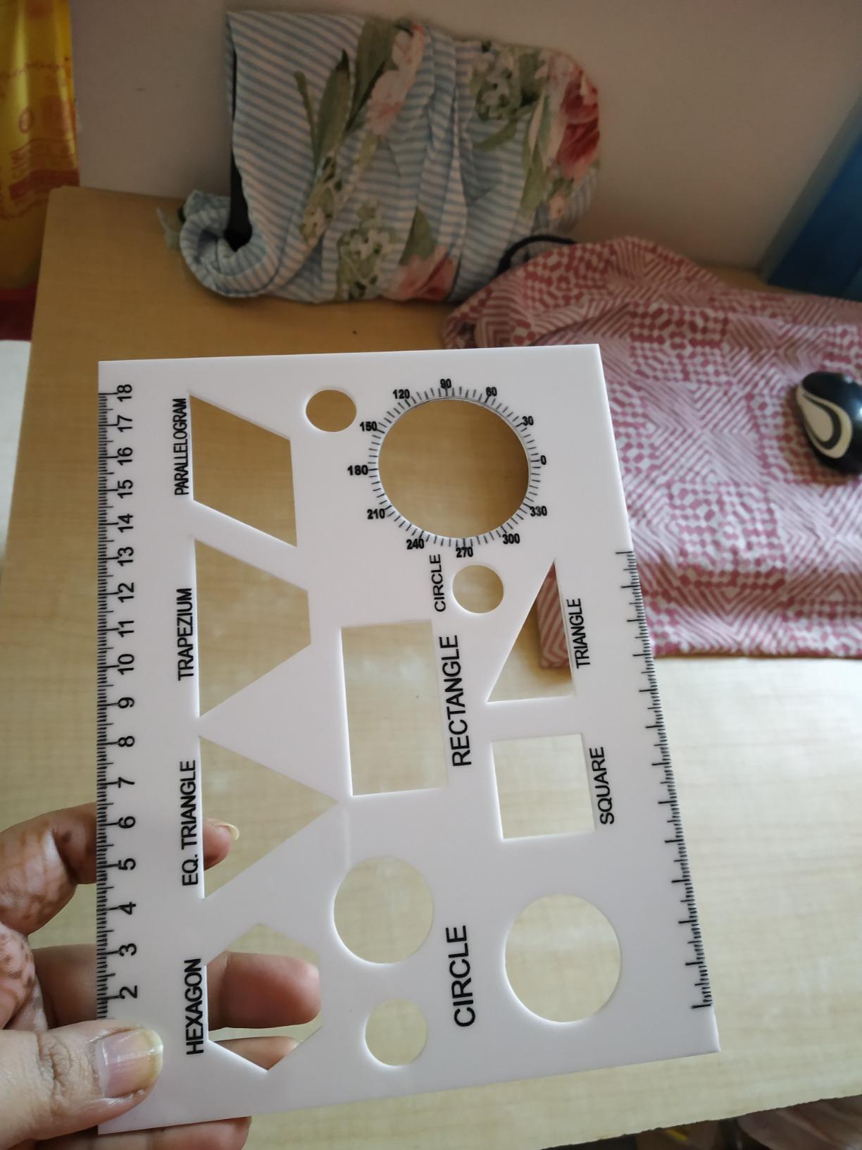 MATHWORLD Stencil Set With Geometric Shapes Cutout,Size 20X10 Cm,3Mm ...