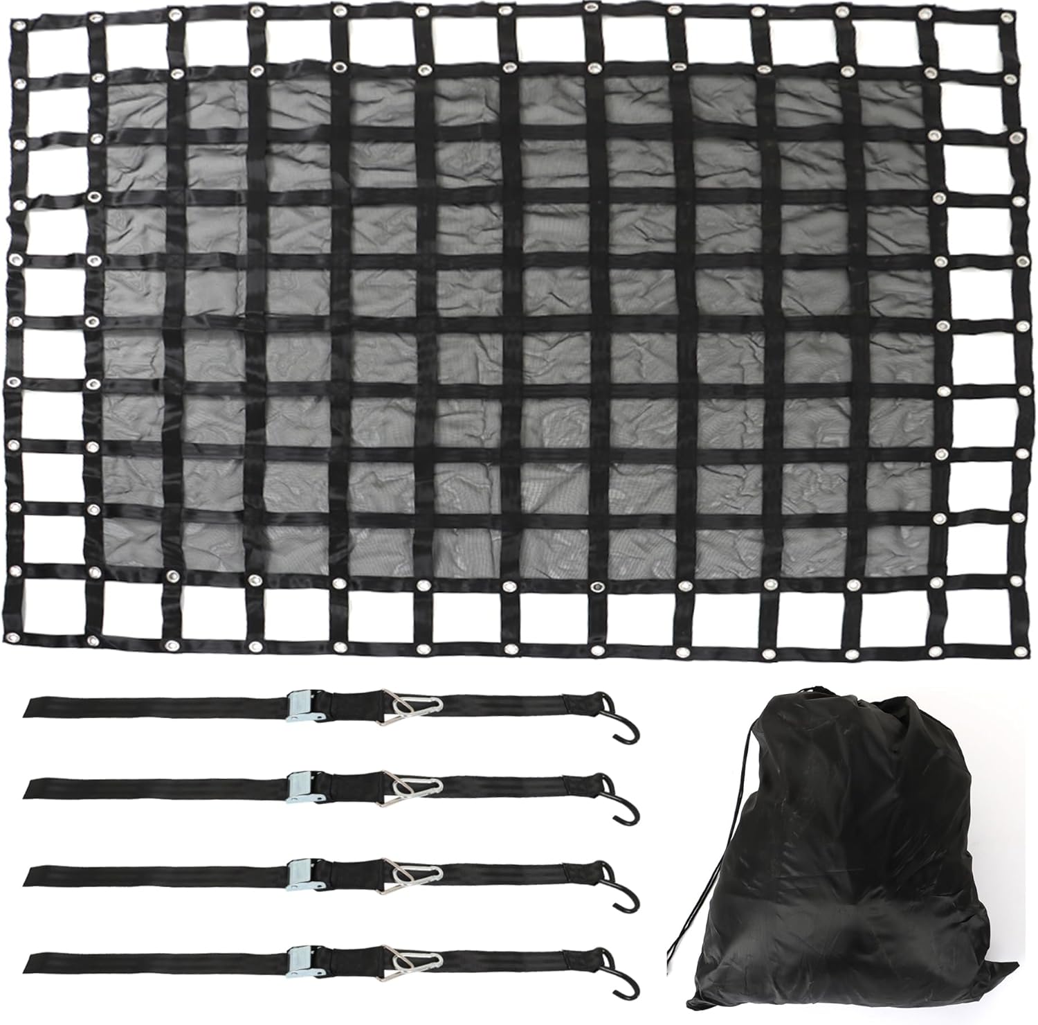 Amazon.com: HOSTIC 6.75FT x 8FT Heavy Duty Cargo Net Adjustable Trailer ...