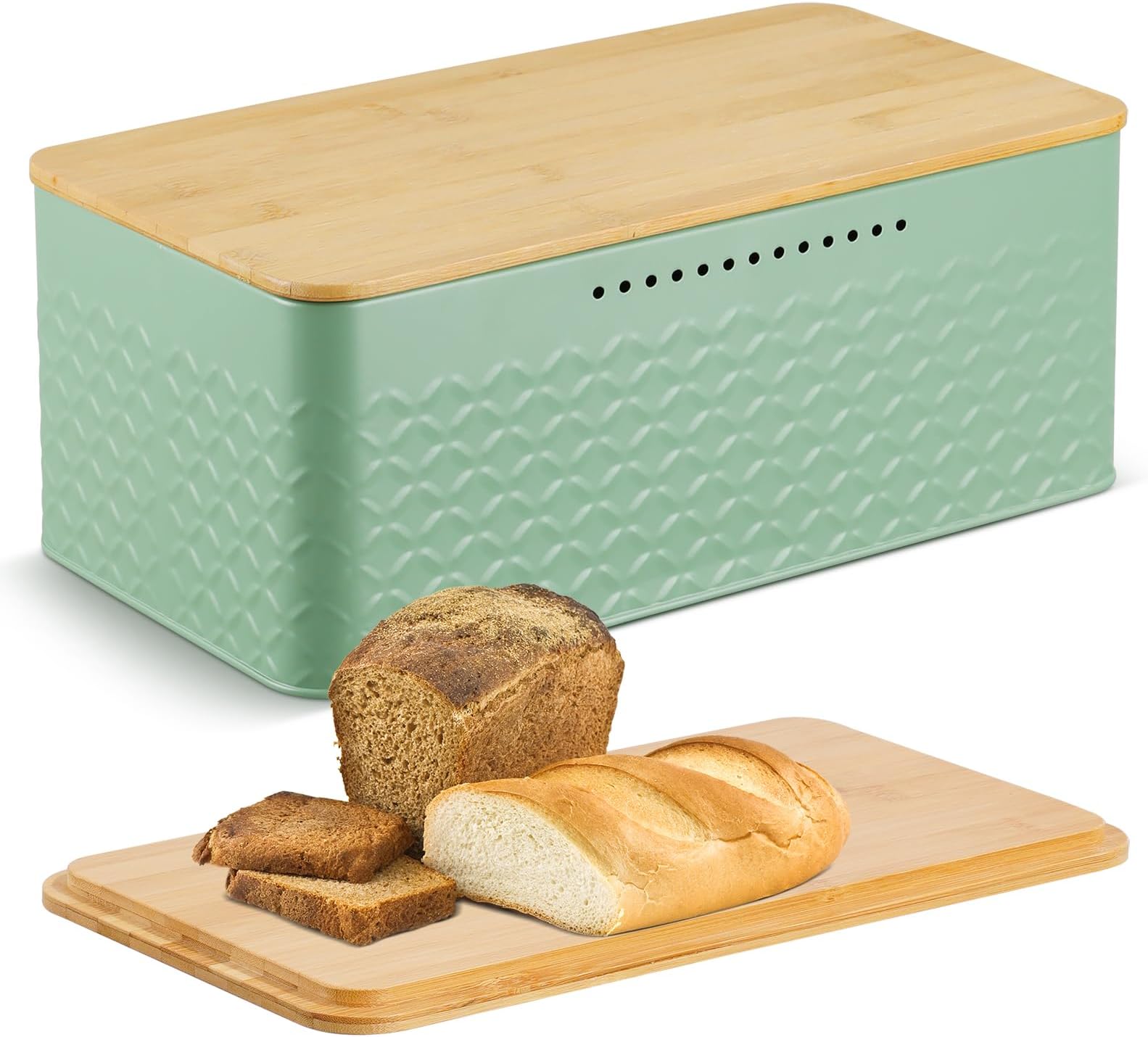 Widousy Bread Bin with Bamboo Lid, Black Bread storage box – Bread ...