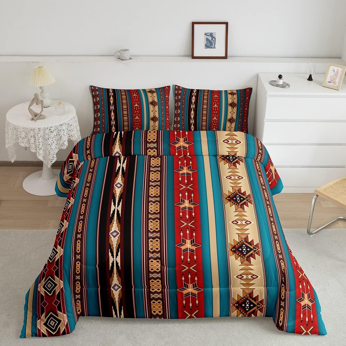 Amazon.com: Aztec Bedding Set Ethnic Tribal Arrow Comforter Set,Retro ...