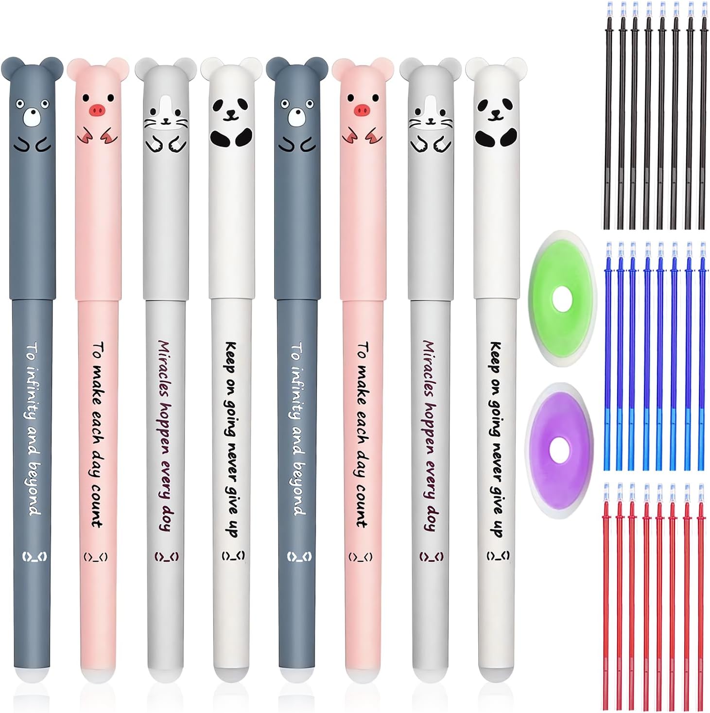 SWoob 8pcs Erasable Gel Pens Rub Out Pen 0.35mm Animal Friction Pens ...