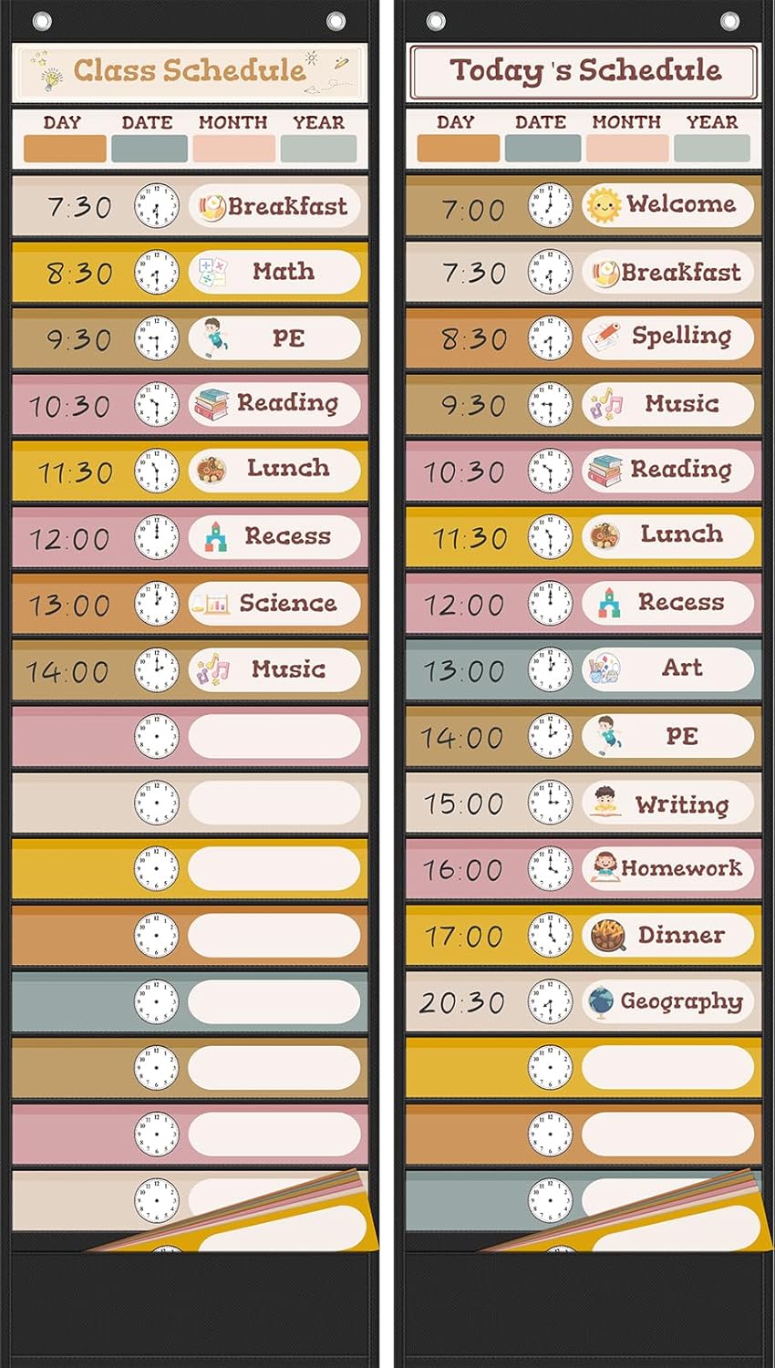 Amazon.com: Jercecy Boho Daily Schedule Pocket Chart for Classroom with ...