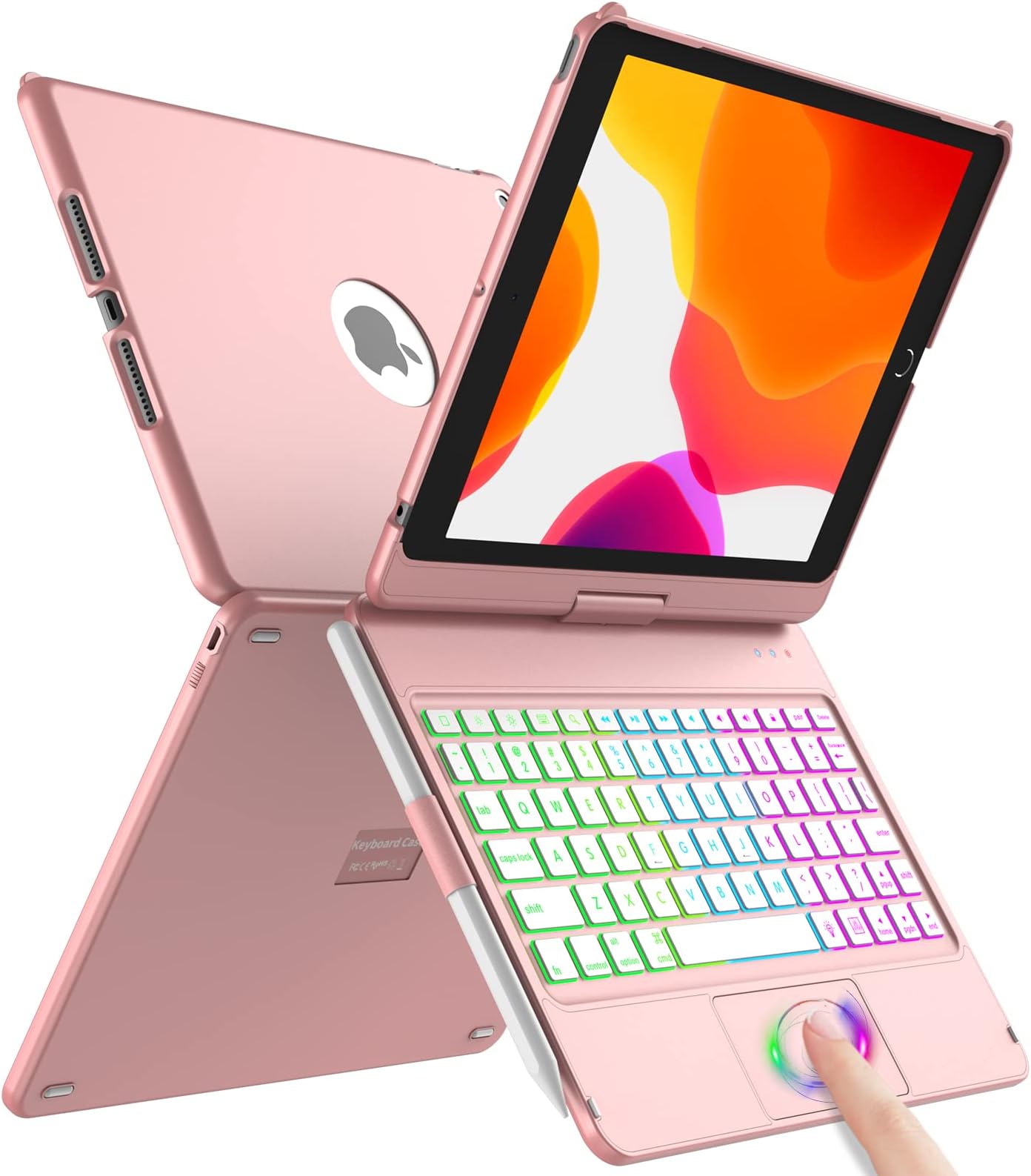 Clavier Coque pour iPad 9/8/7ème Génération 10.2" 2021/2020/2019, 360° Touchpad Flip Coque Dure ...