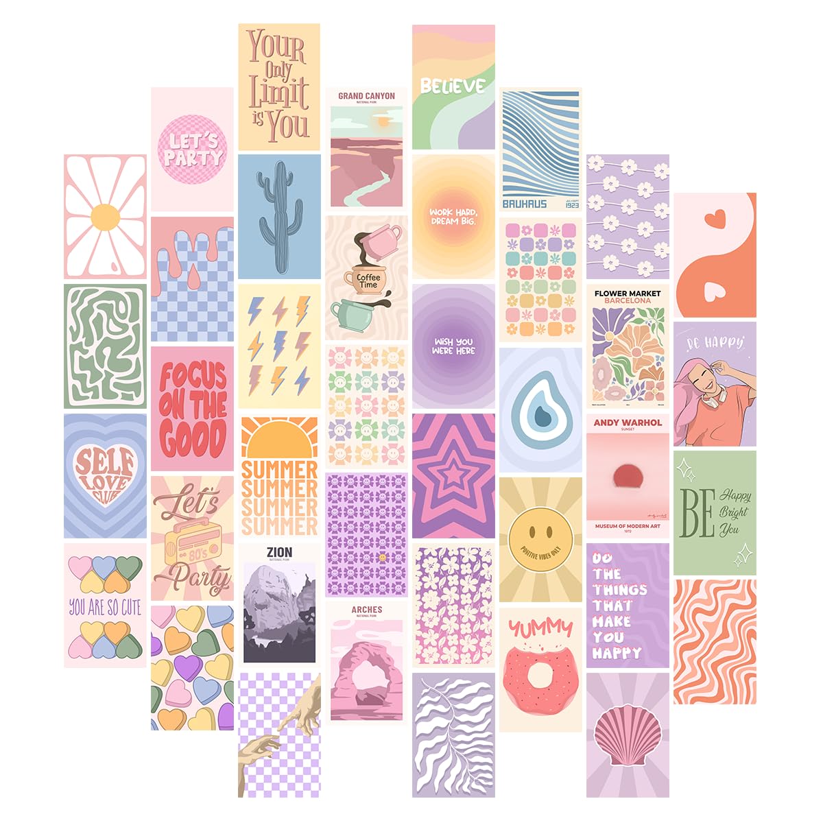 WIZZARTPRINTS Set of 40 Small Wall Posters Set Collage for Home Office ...