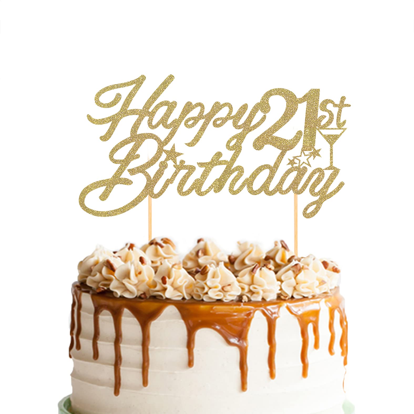 Buy Gold Glitter Happy 21st Birthday Cake Topper - 21st Birthday Party ...