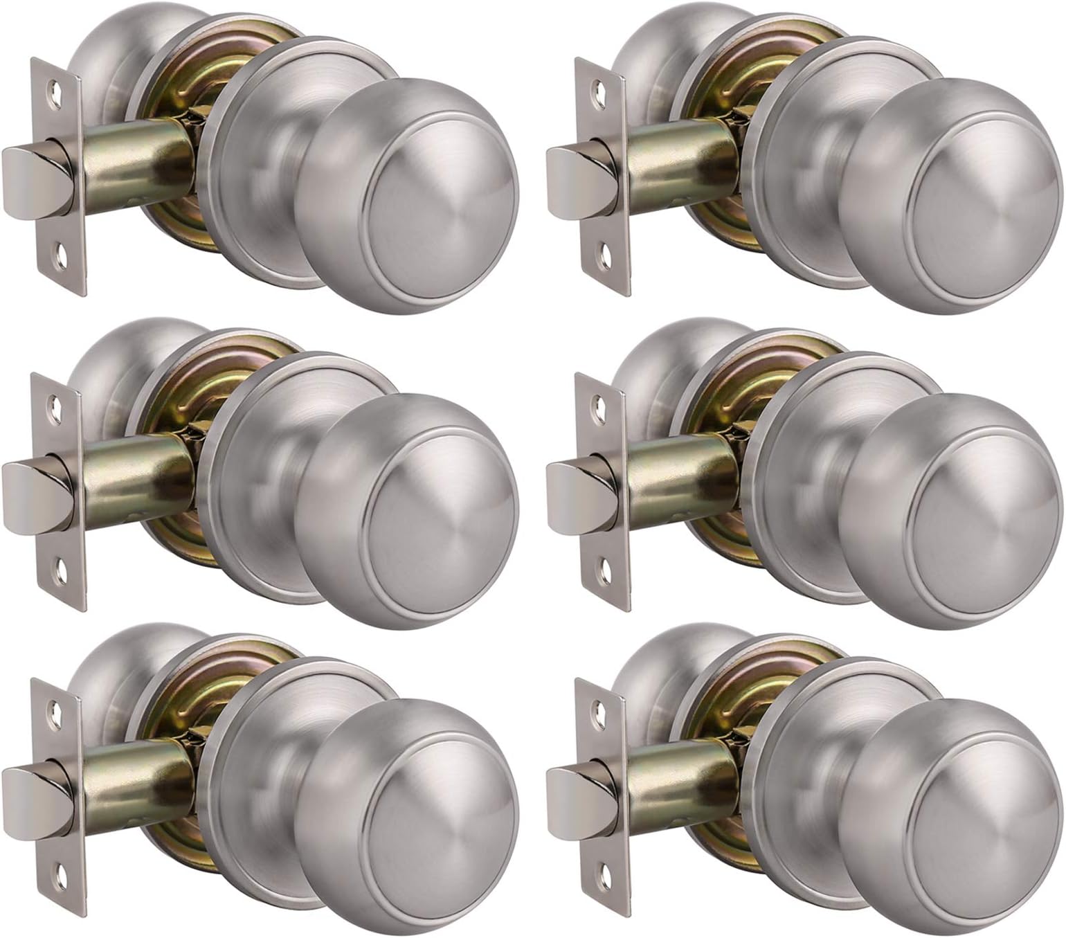 Amazon.com: Probrico Passage Door Knobs Without Key Brushed Nickel Door Knobs Closet Door Knobs ...