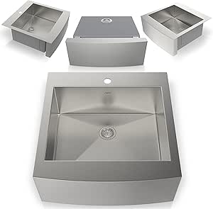 Alpha Sinks 24" Top Mount Farmhouse Apron Sink - Stainless Steel, Anti ...