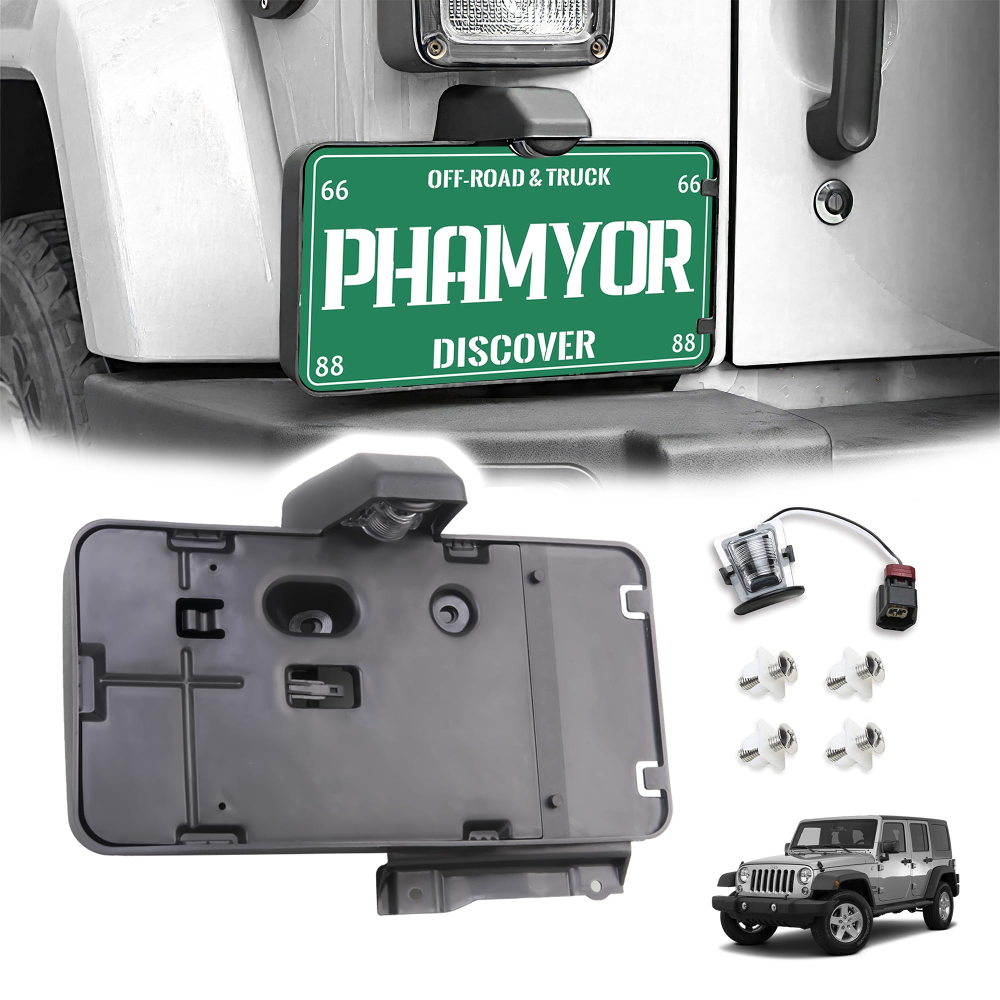 Amazon.com: Phamyor Black Plastic Rear License Plate Holder Frames ...