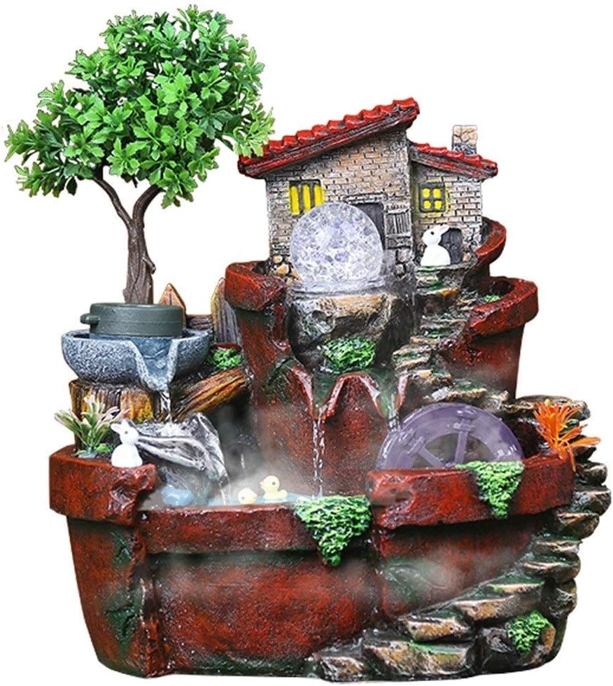 Amazon.com: ZYLBDNB Indoor Fountains and Waterfalls Resin Rockery Water ...