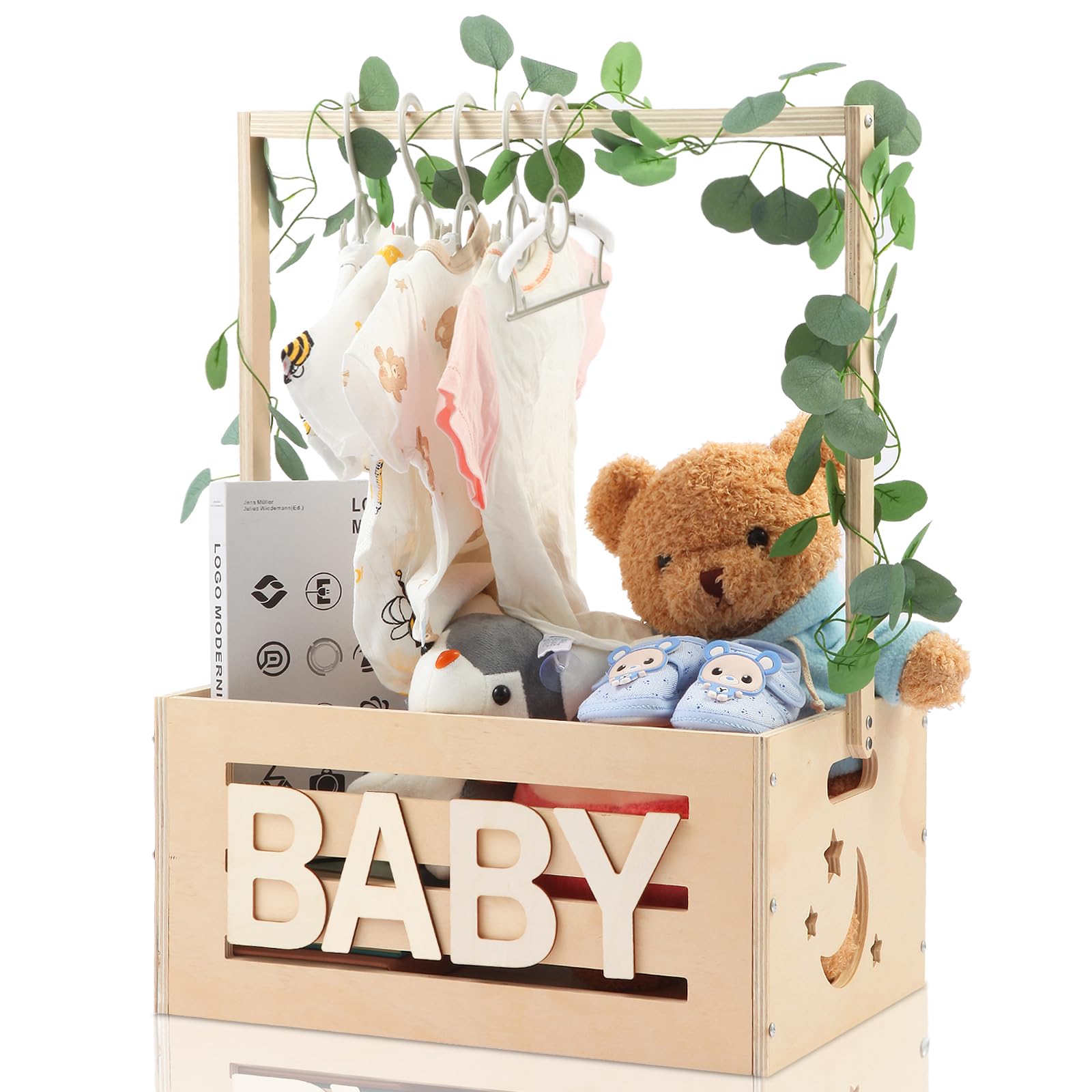 Amazon.com : Wooden Baby Shower Crate Closet, Wooden Crate with Handle ...