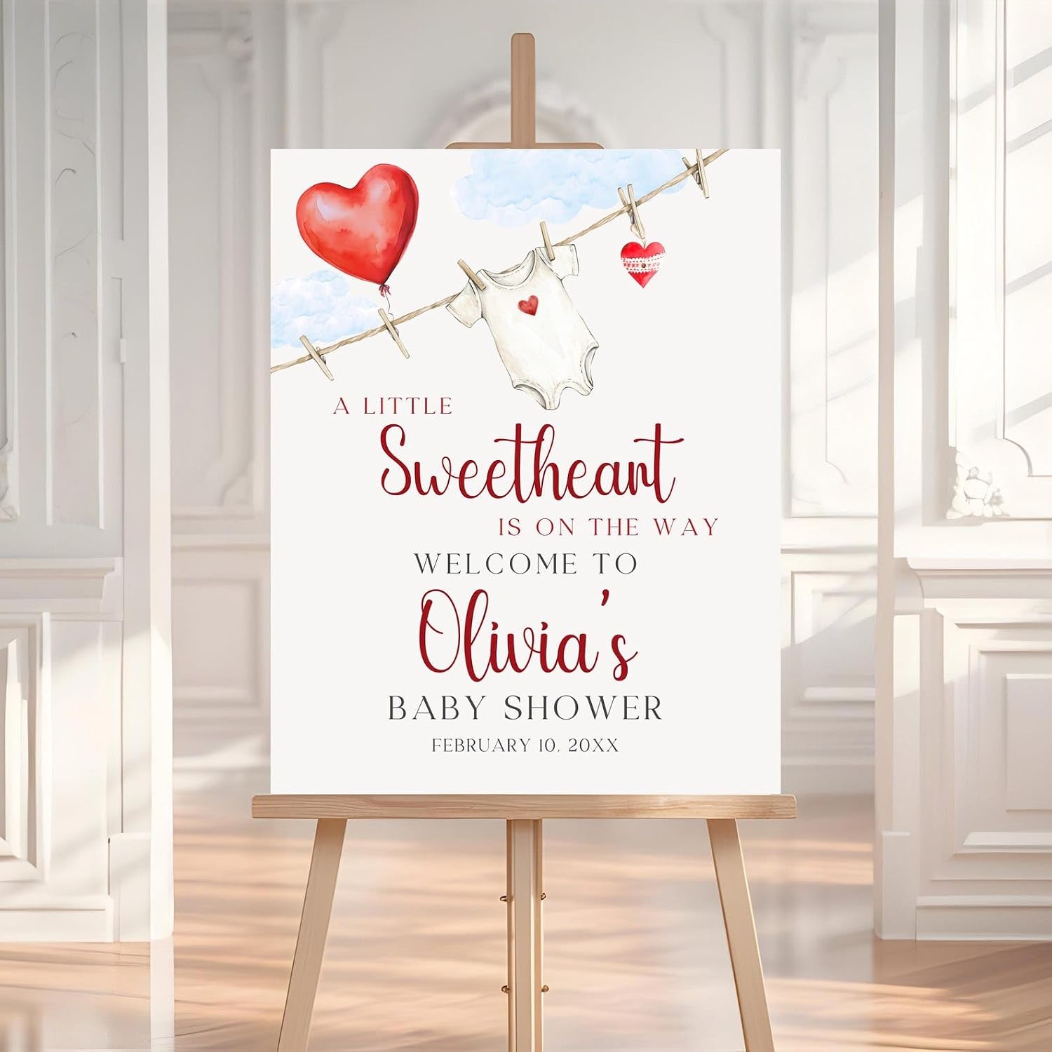 Amazon.com: Editable Love Heart Baby Shower Welcome Sign, A Little ...