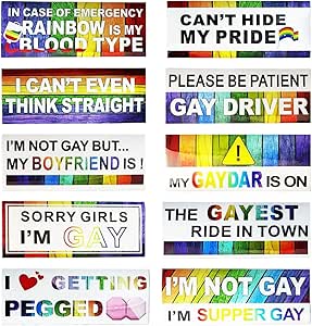 Amazon.com: 10PCS Magnetic Bumper Sticker Decals, Funny LGBT Rainbow ...