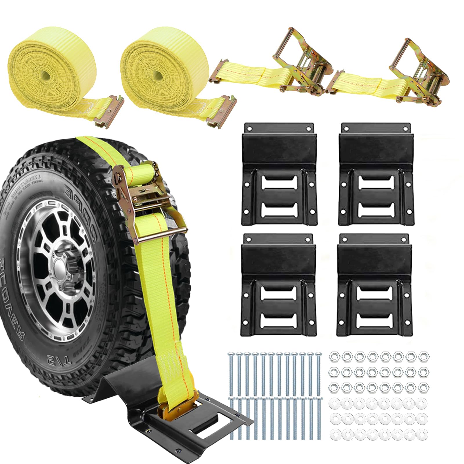 Allucky 1500LBS Wheel Chock Tie Down Kit for Trailer & Pickup Trucks ...