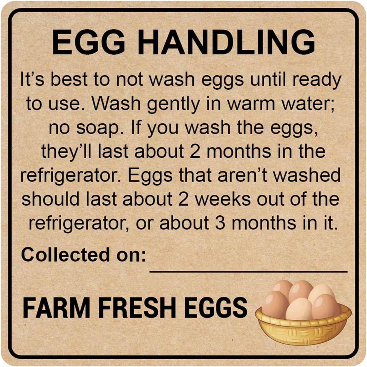 Amazon.com: MAOSH Farm Fresh Egg Care Stickers, Handling Instruction ...