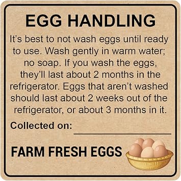 Amazon.com: M MeshaKippa Farm Fresh Egg Handling Instruction Sticker, 2 ...