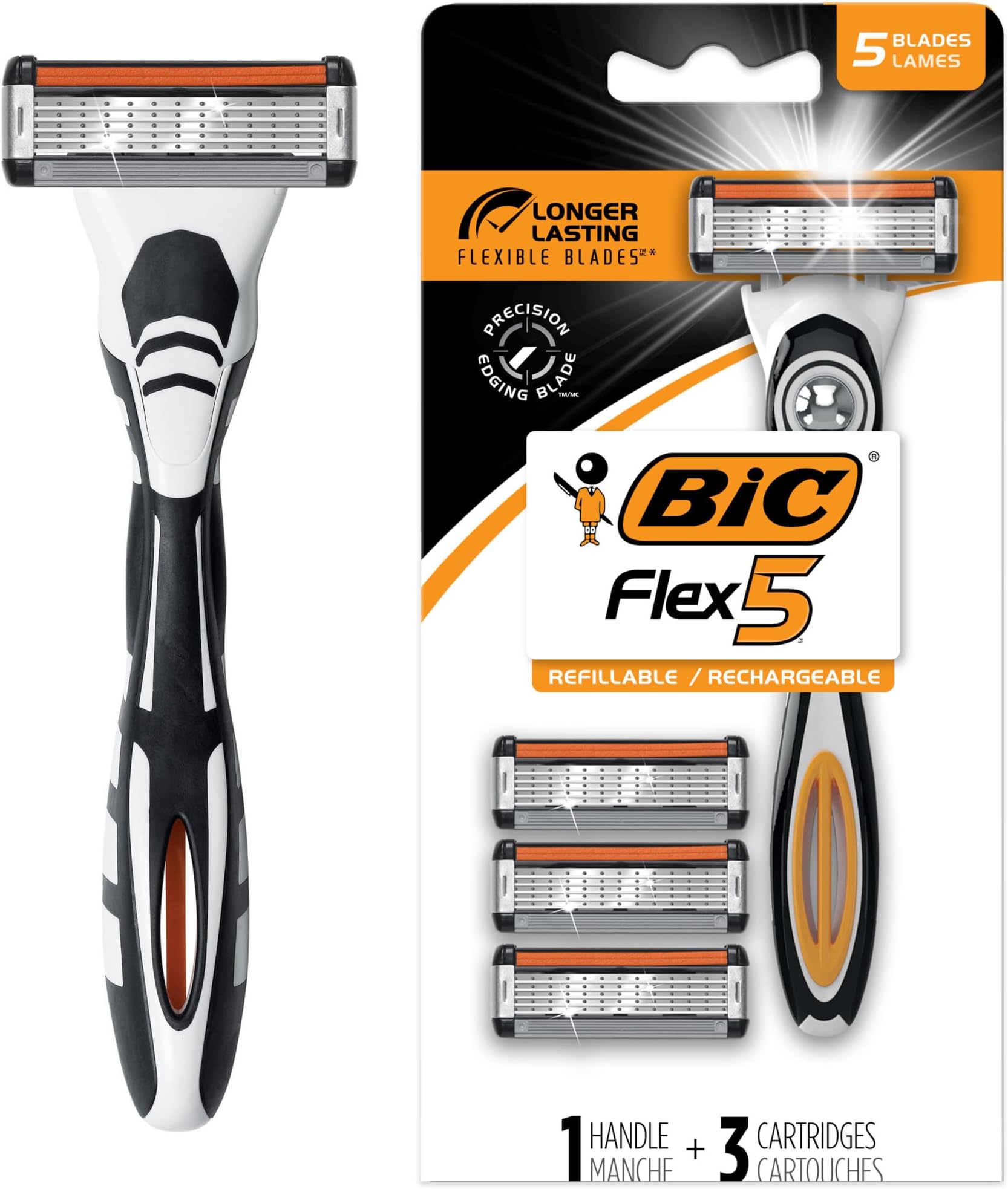 Amazon.com: Bic Flex 5 Hybrid Razor - 1 Count Handle & 3 Count ...