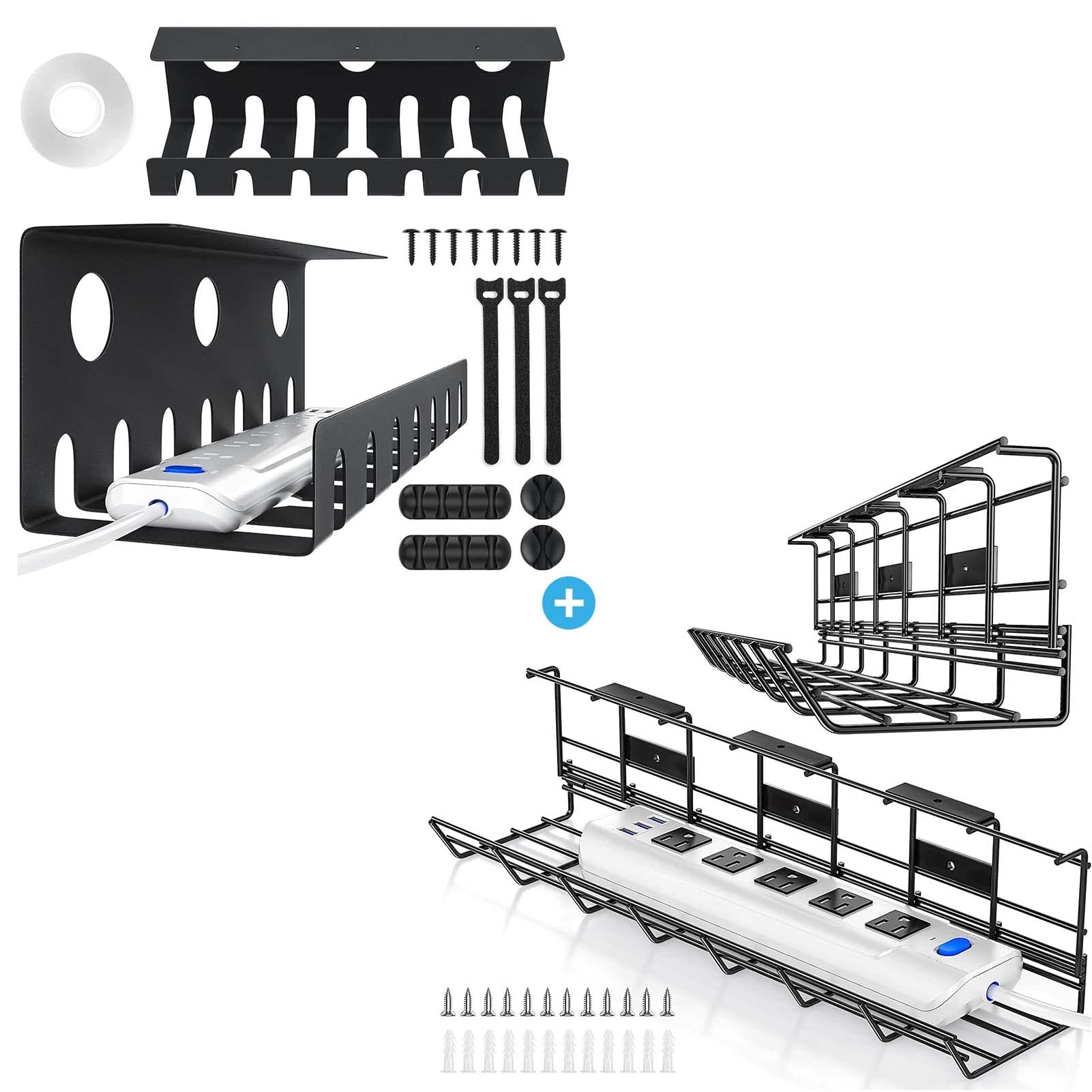 Amazon.com: Bundle of Metal Foldable Cable Management Tray and Metal ...