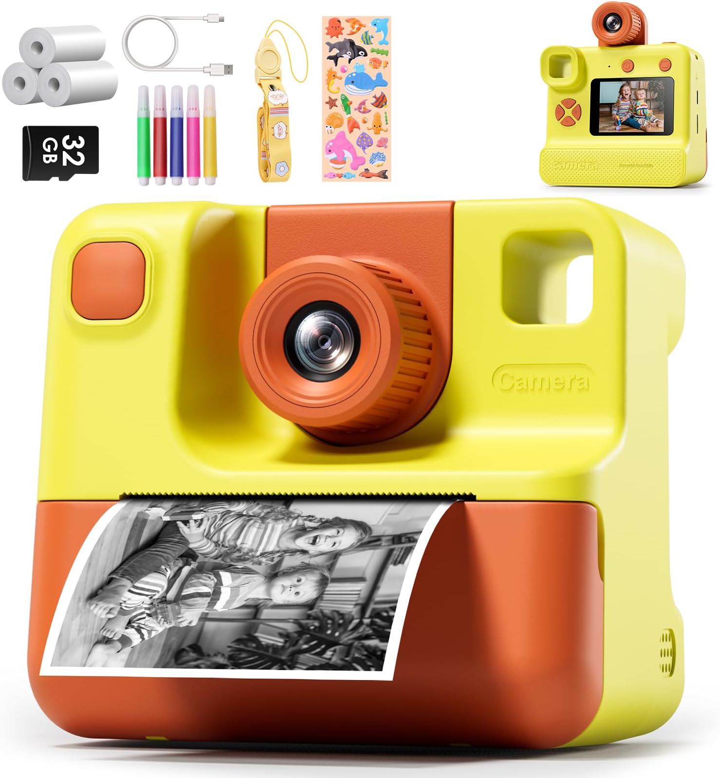 Amazon.com : Instant Print Camera for Kids with 3 Rolls of Printer ...