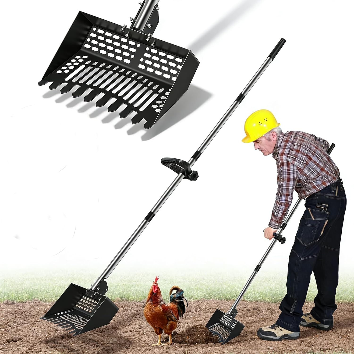 Amazon.com : Zoned Sifting Chicken Manure Scoop - 3-in-1 Rake & Sifter ...