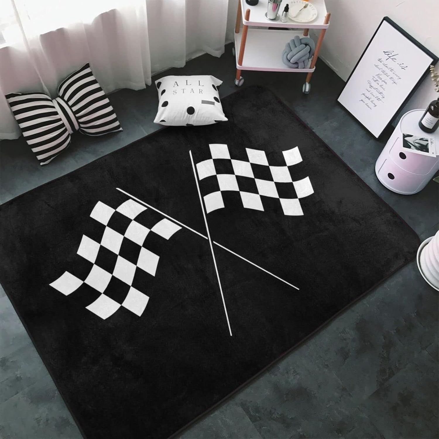 Amazon.com: NUSDB Checkered Flags Area Rugs Home Decor Floor Mats ...