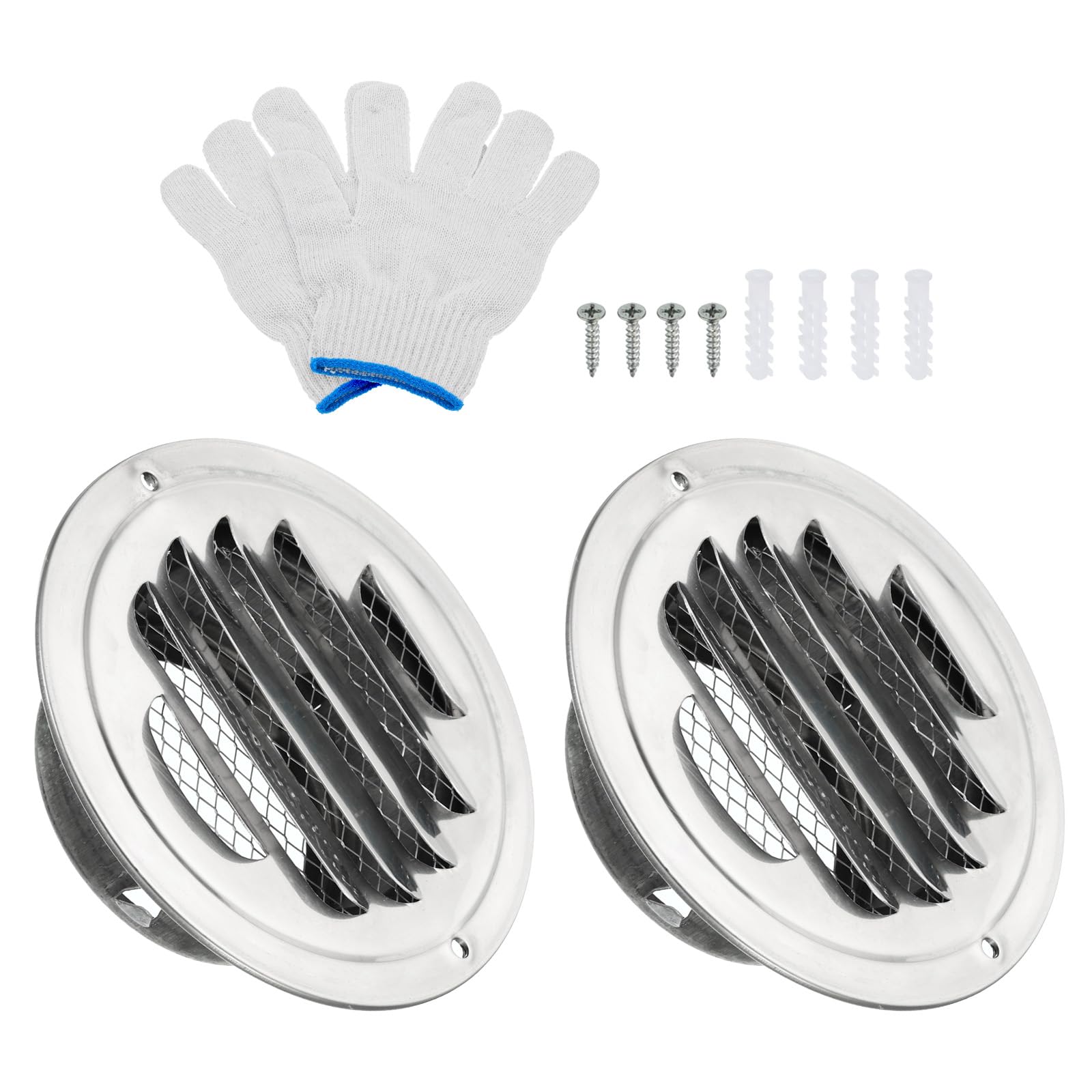 PATIKIL 3″ Round Soffit Air Vents, 2 Set Stainless Steel Louver Grille ...